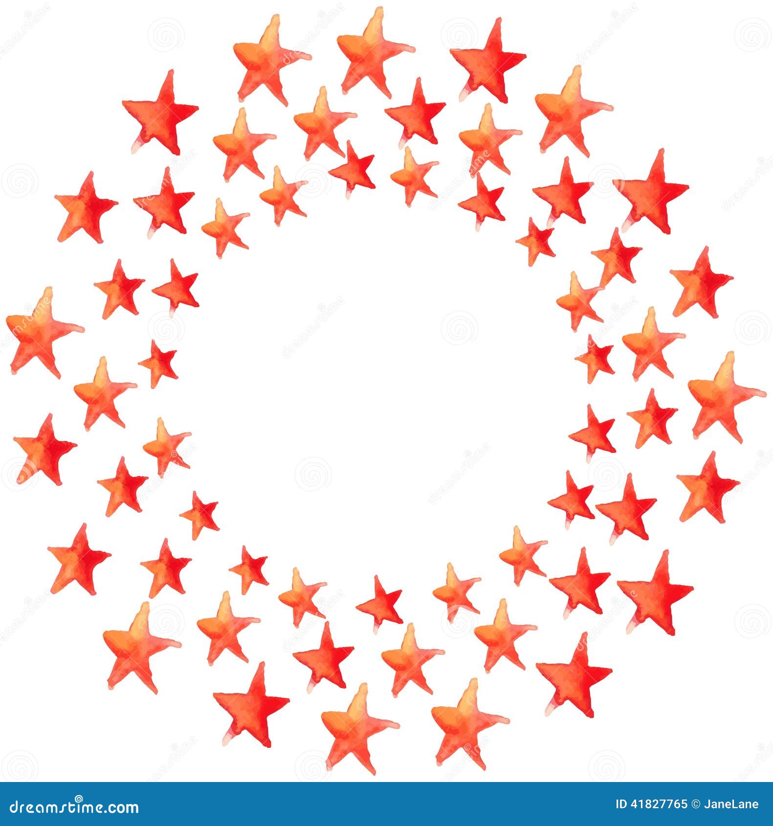 De Rode Cirkel Van Waterverfsterren Vector Illustratie - Illustration ...