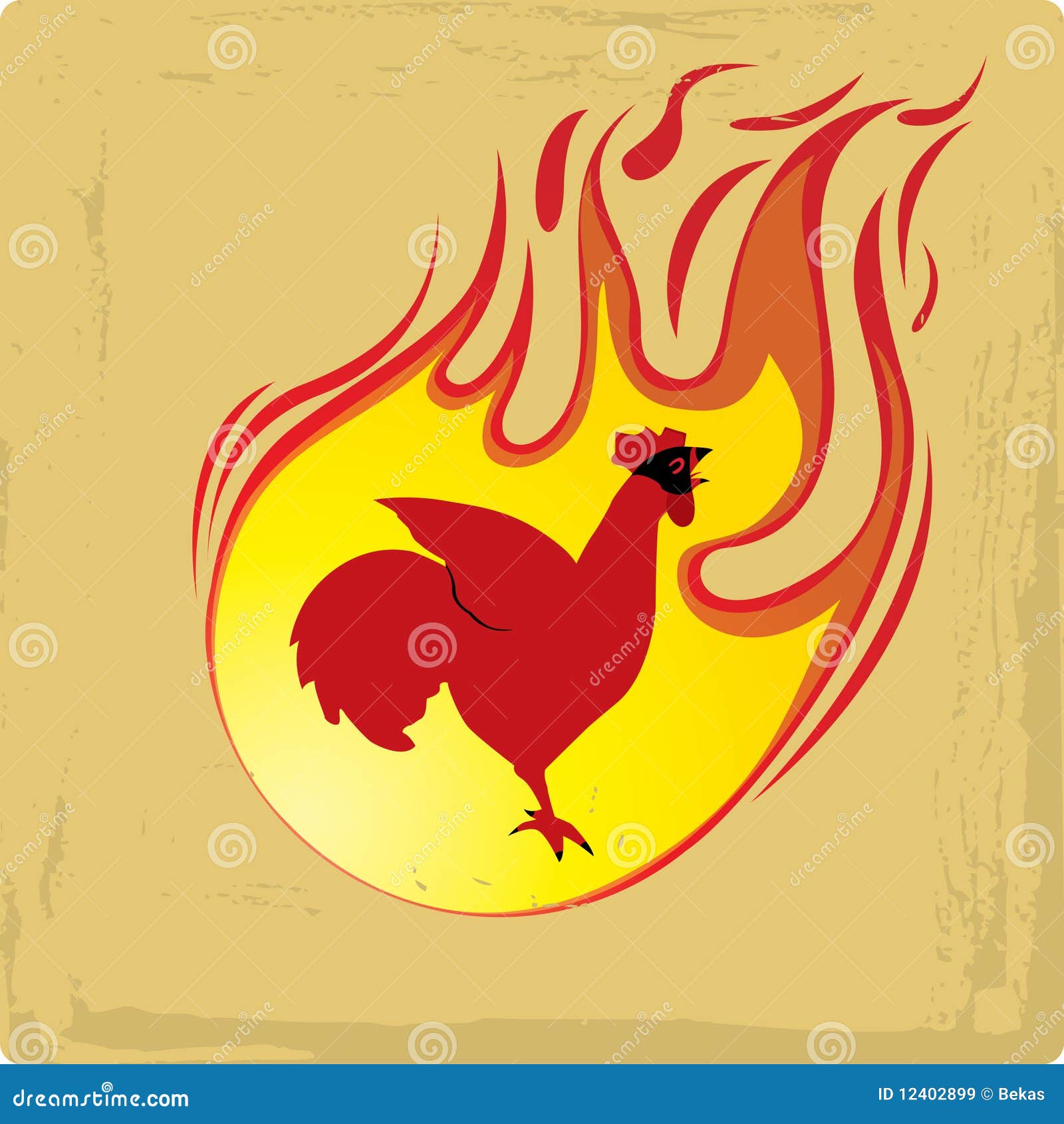 De rode haan van de vlam vector illustratie. Illustration of klem ...