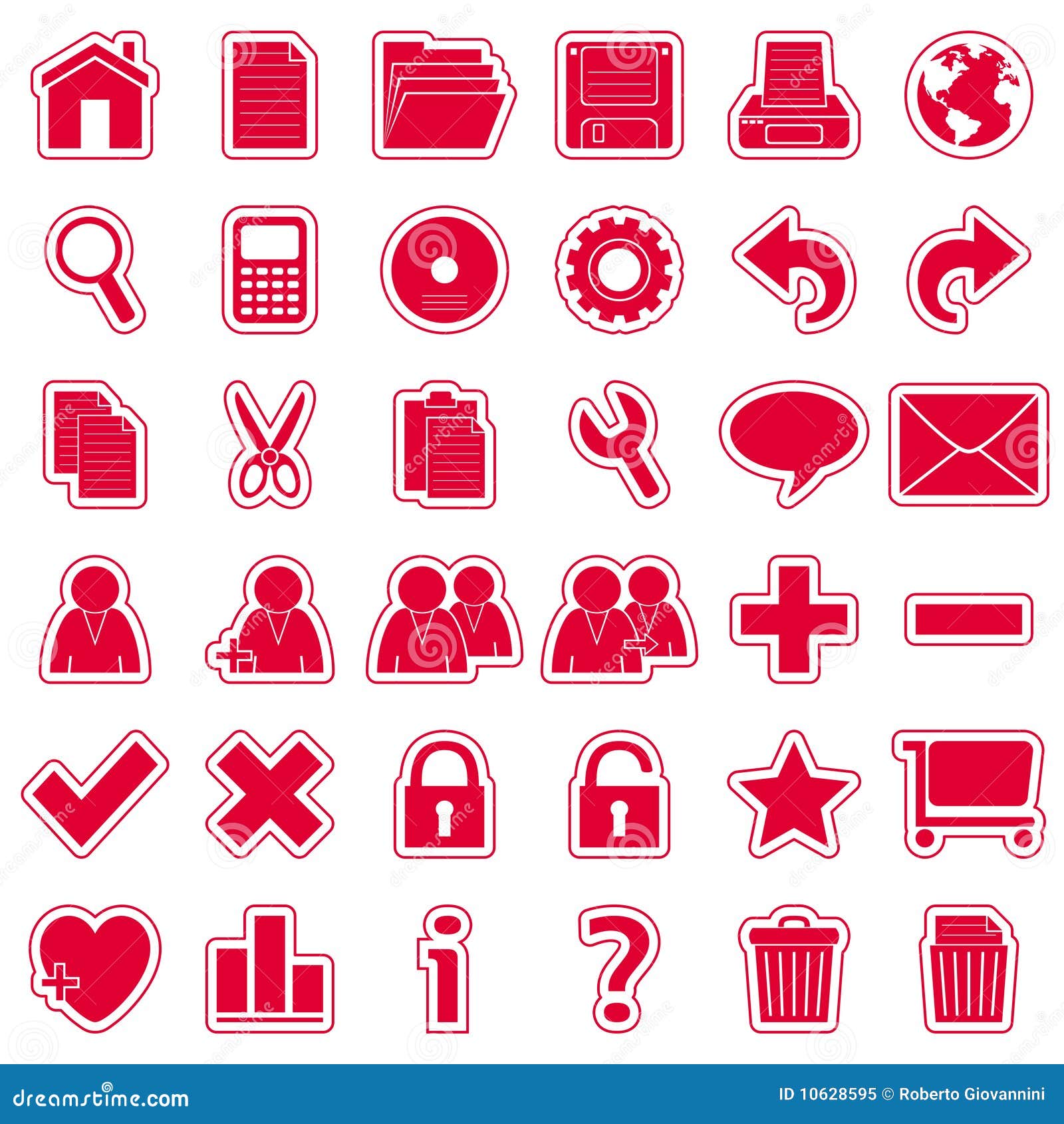 De Rode Pictogrammen Van De Stickers Van Het Web [1] Vector Illustratie ...