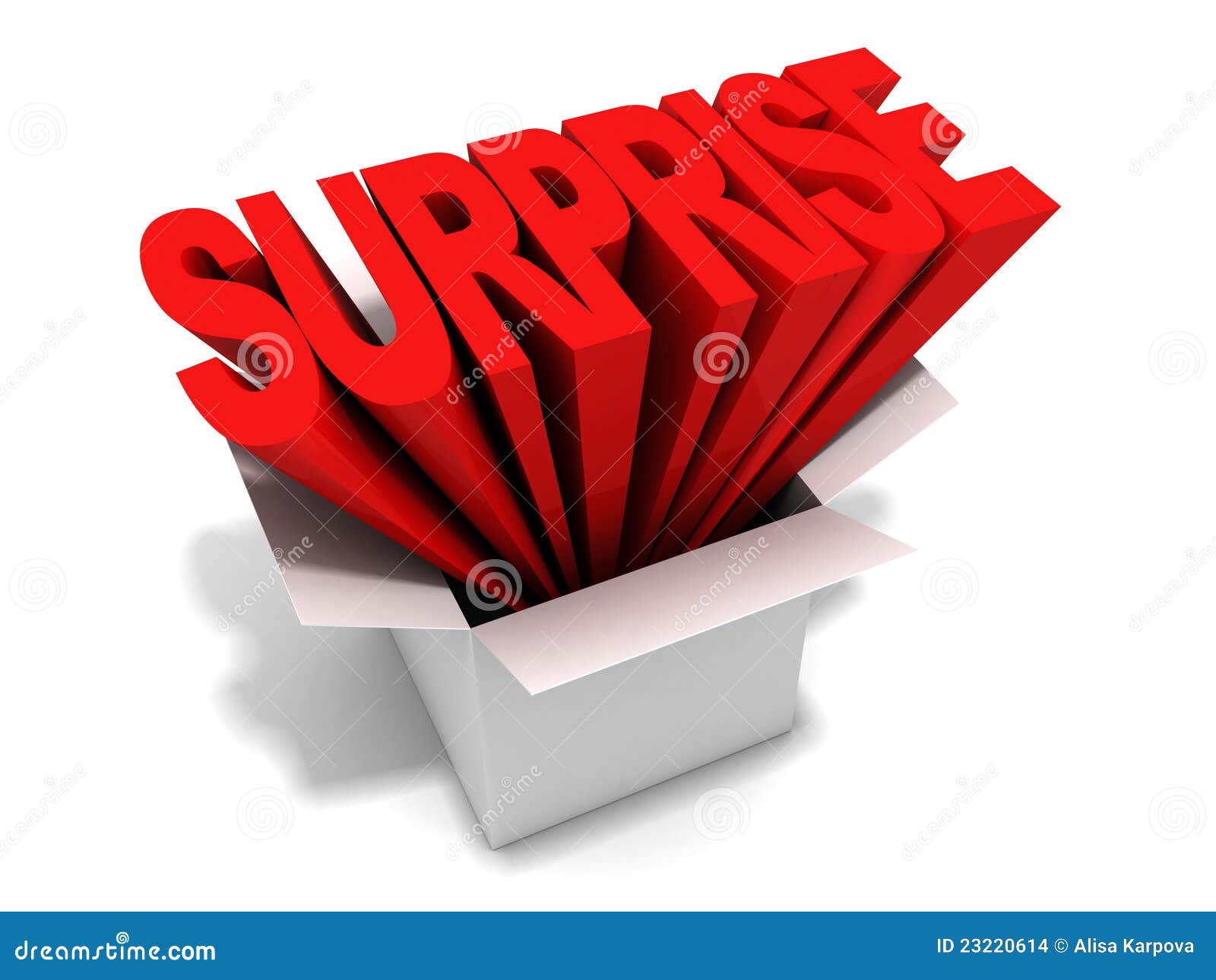 De Rode Tekst Van De Verrassing Van Open Wit Giftvakje Stock ...