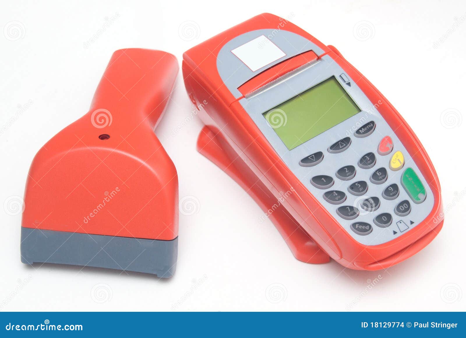 De Rode Terminal Van De Creditcard Met Scanner Stock Foto - Image of ...