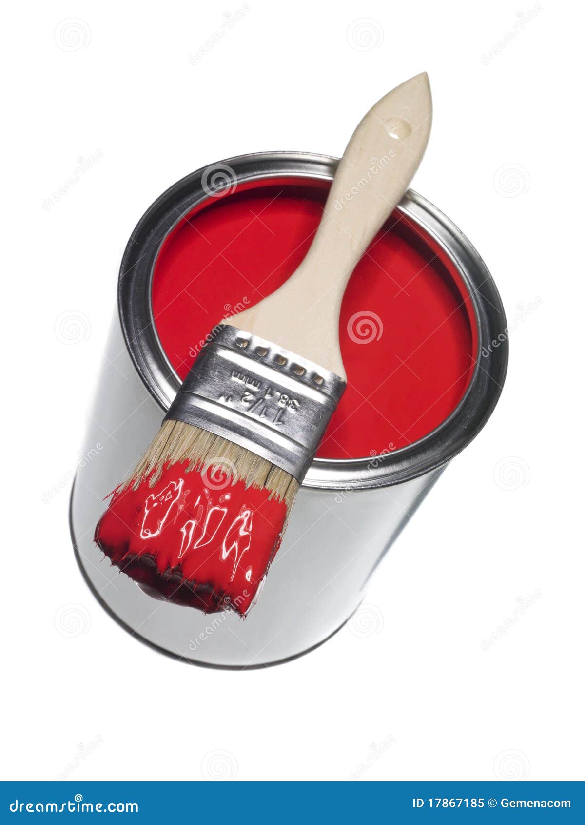 De Rode Verf Kan En Borstelen Stock Afbeelding - Image of sluit ...