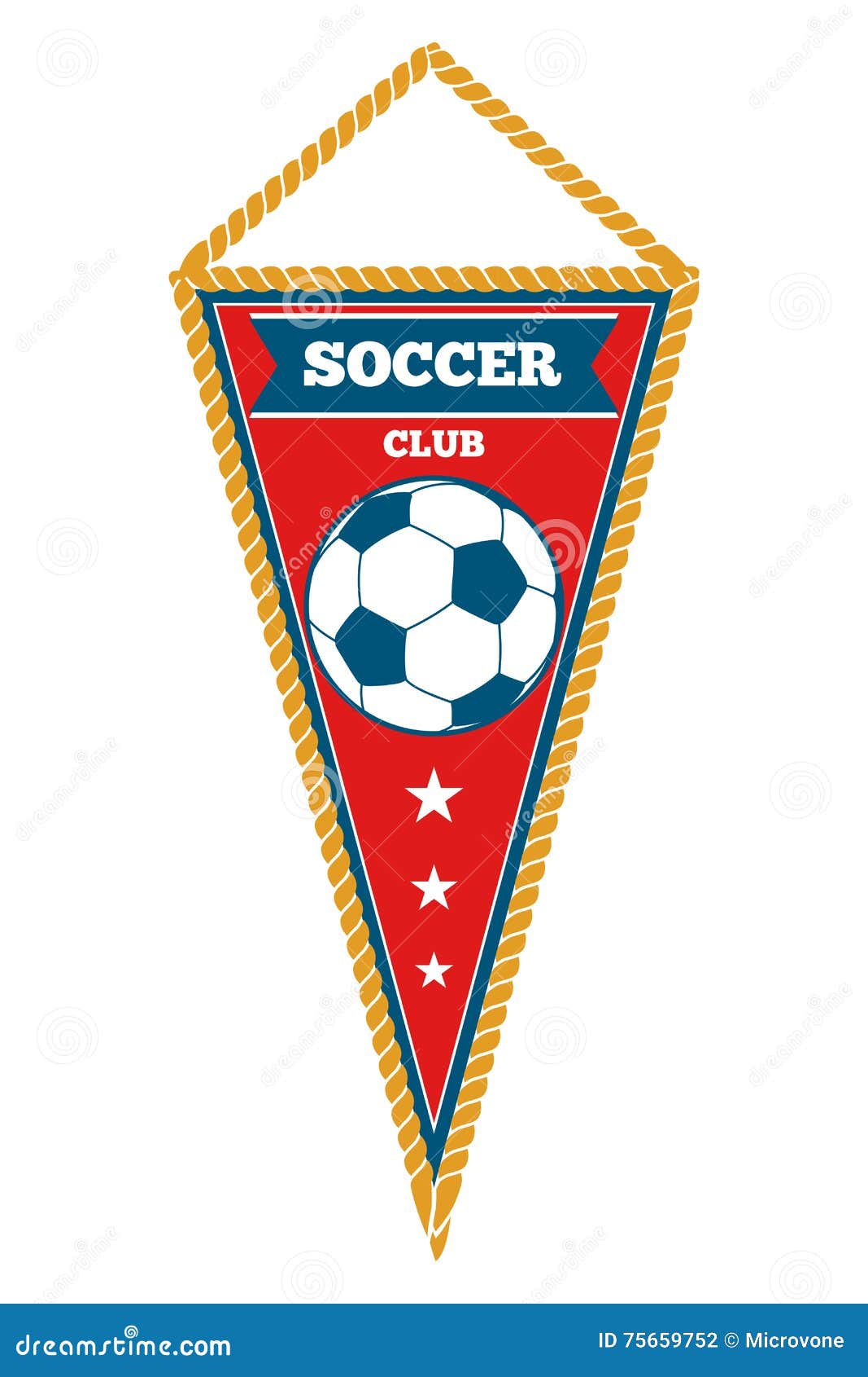 De Rode Wimpel Van Het Driehoeksvoetbal Isoleerde Wit Vector ...