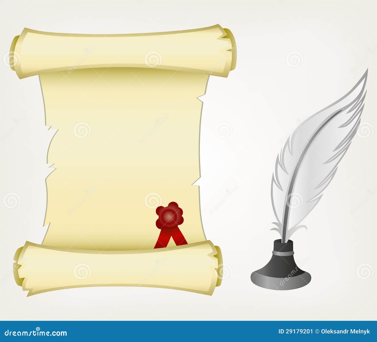 De Rol En De Veer Van Het Perkament Vector Illustratie - Illustration ...