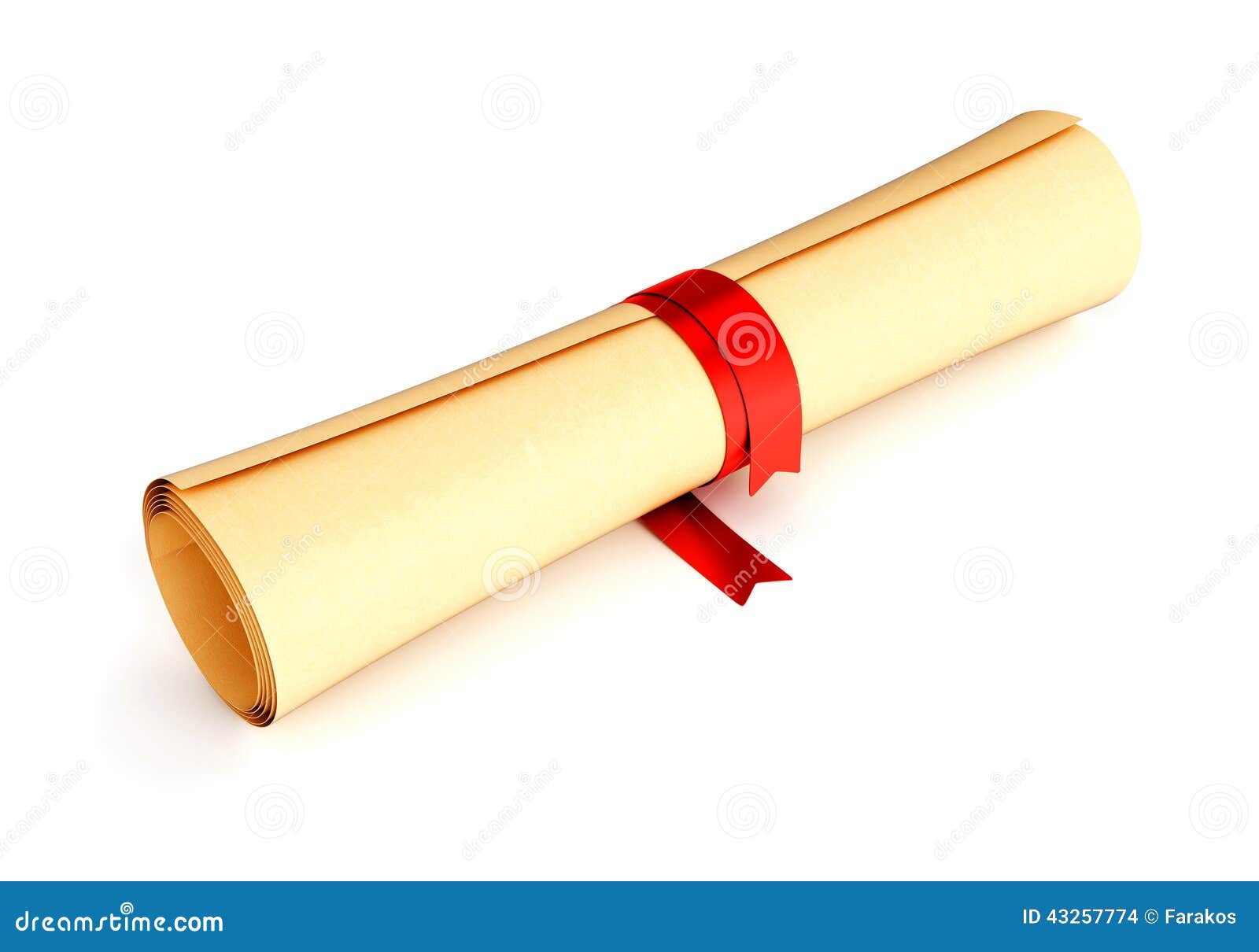 De Rol Van Het Document Met Rood Lint Stock Foto - Image of banier ...