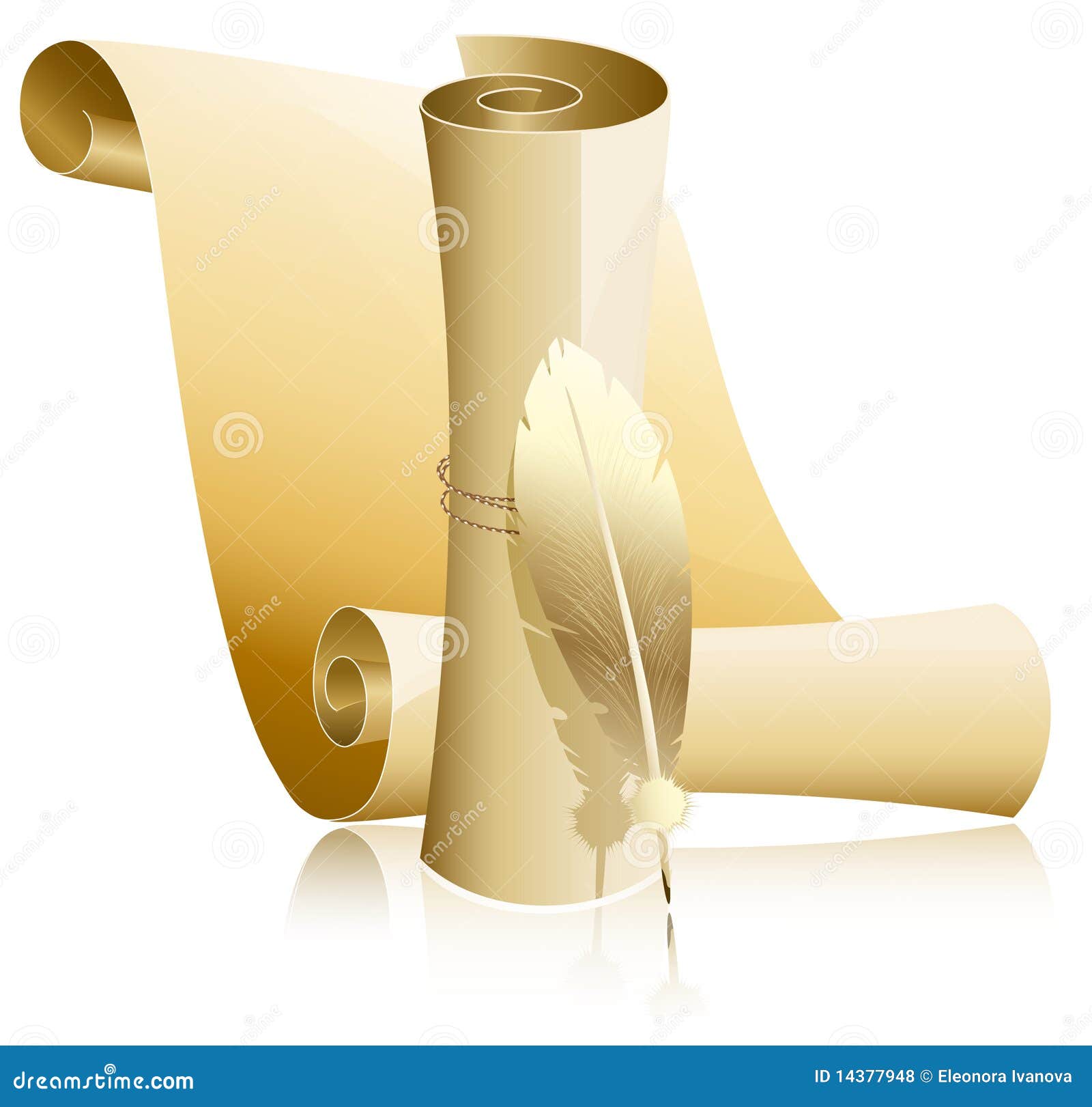 De Rol Van Het Document Met Veer. Vector Illustratie - Illustration of ...