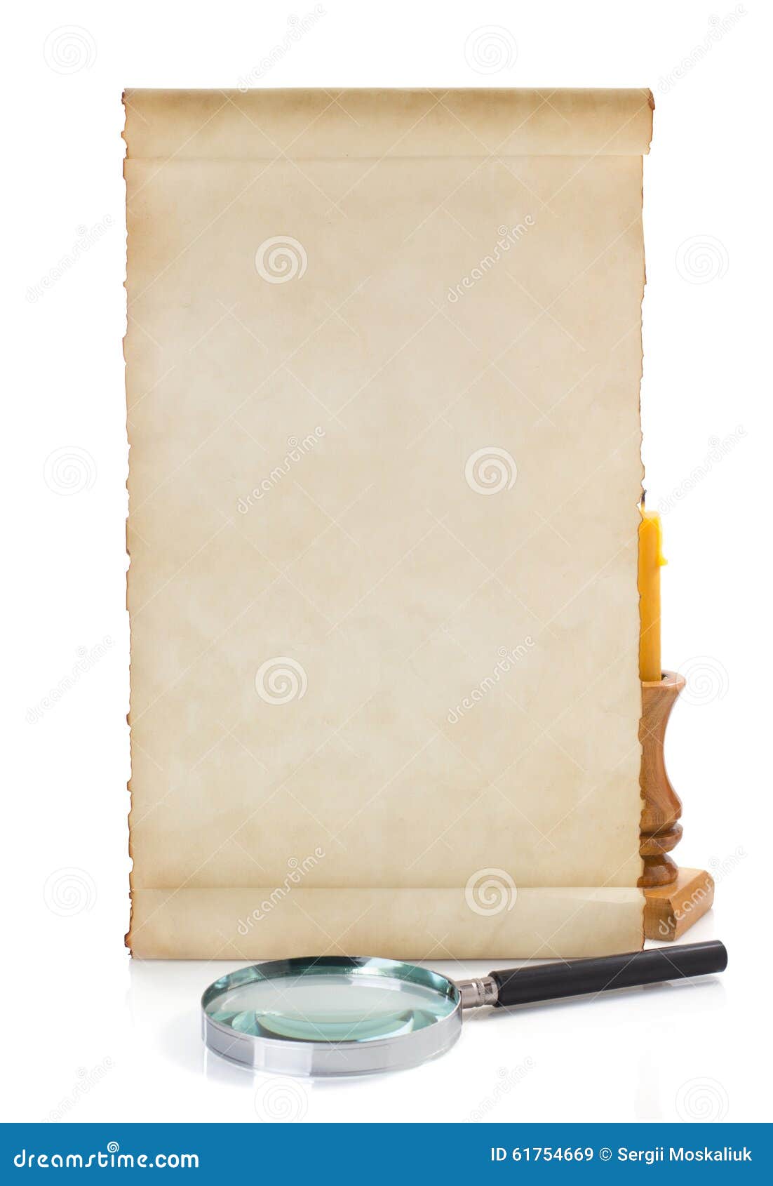 De Rol Van Het Perkament Die Op Wit Wordt Geïsoleerd Stock Afbeelding ...