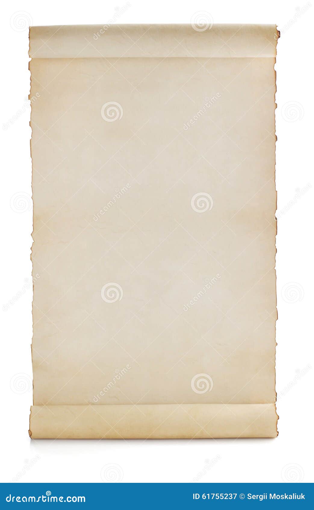 De Rol Van Het Perkament Die Op Wit Wordt Geïsoleerd Stock Afbeelding ...