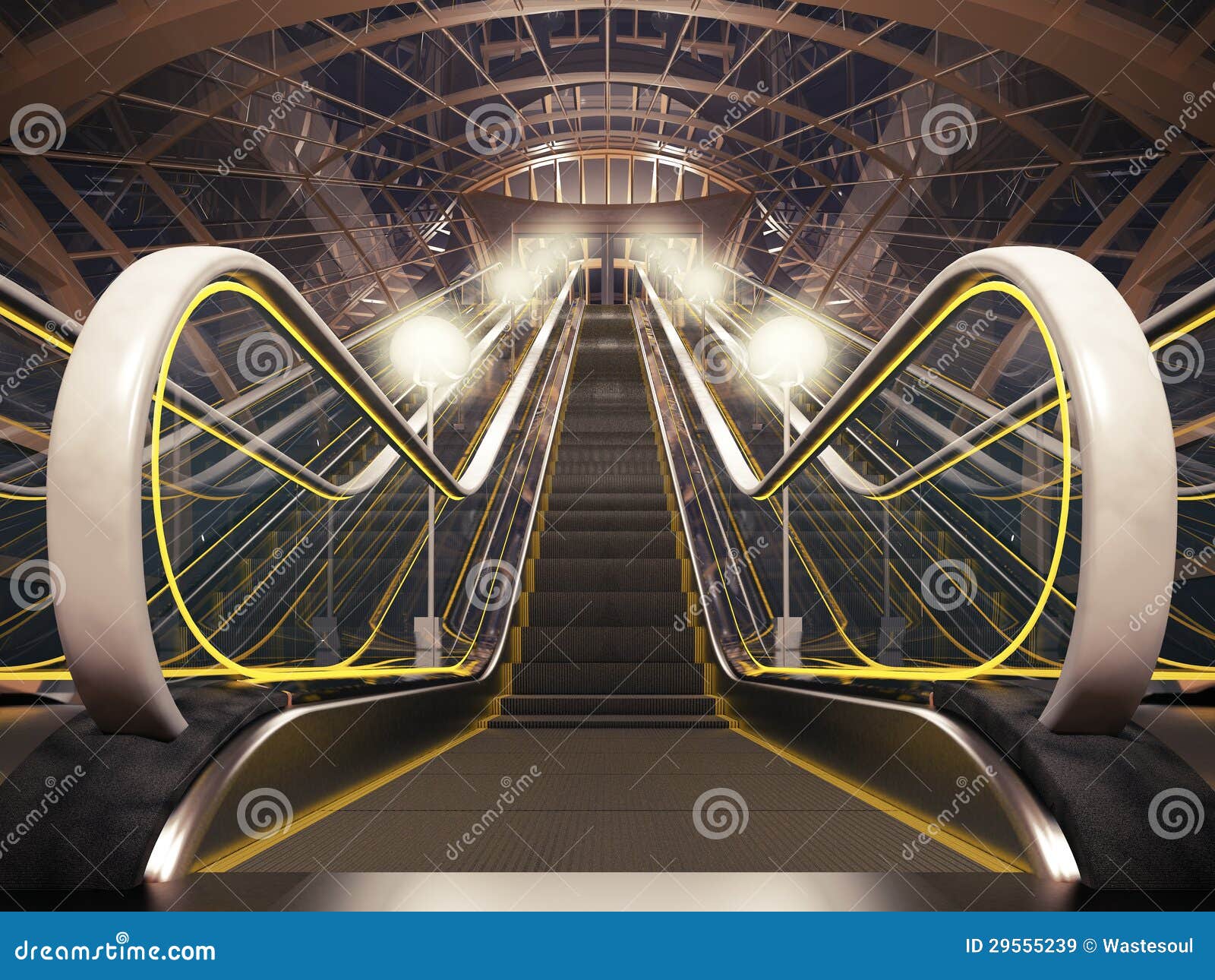 De roltrap van de nacht stock illustratie. Illustration of grijs - 29555239