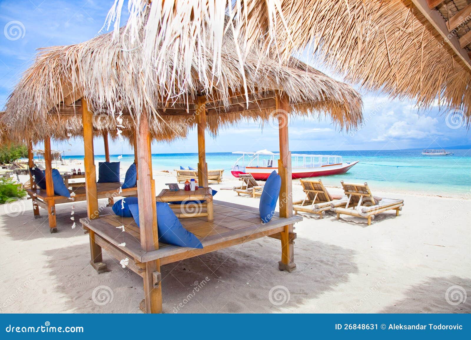 De Rust Van Het Strand Pavillion in Gili Eilanden, Trawangan Stock ...