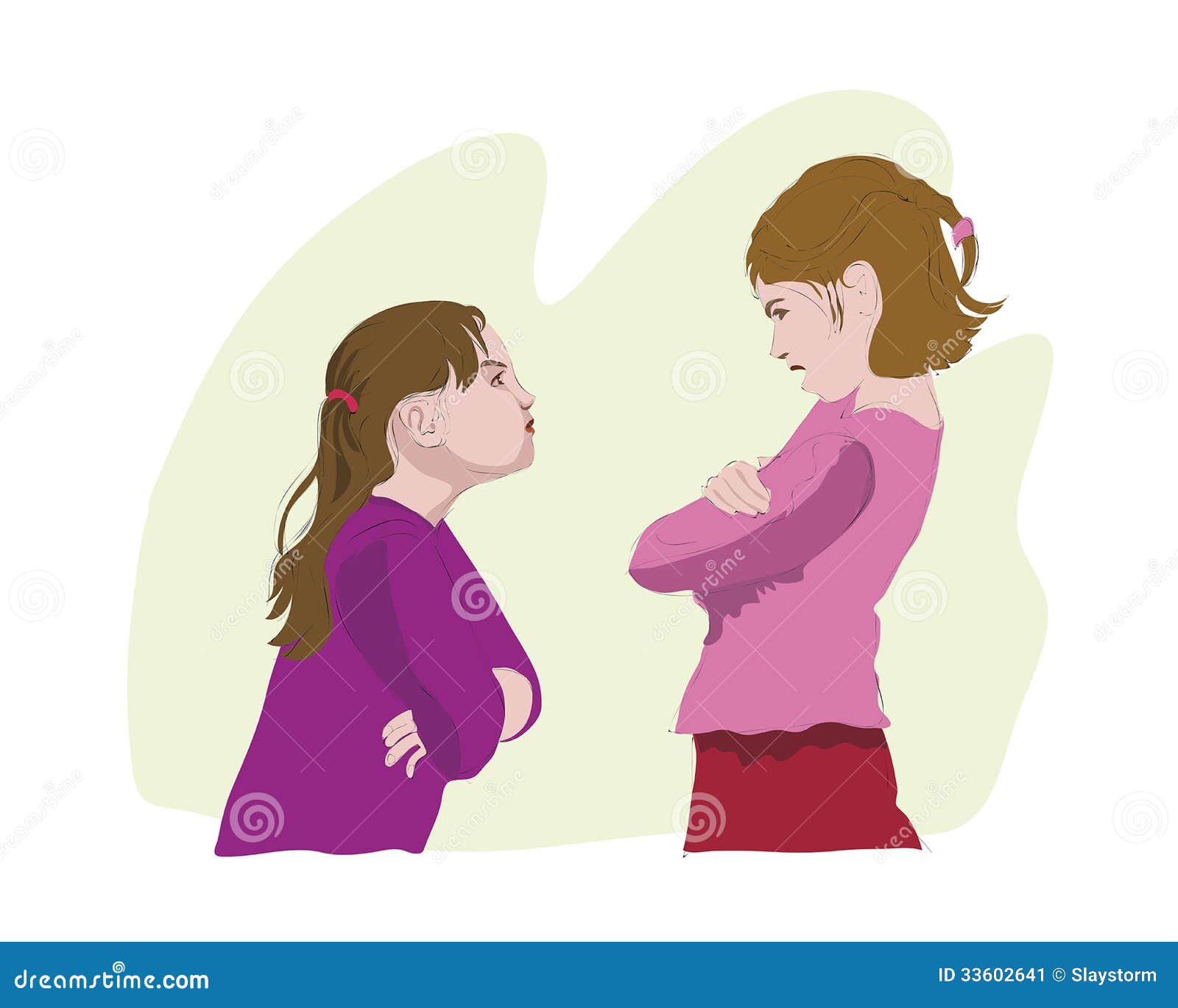 De ruzie van twee meisjes stock illustratie. Illustration of wijfje ...