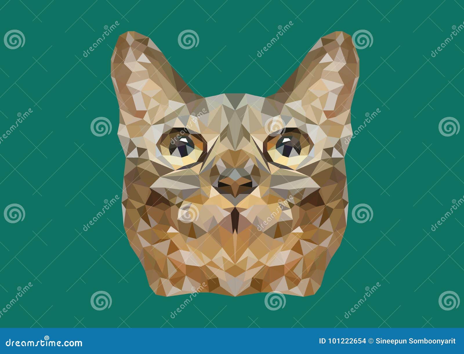 De Samenvatting Van Kattenhoofd Schoot Lage Polyvector Vector ...