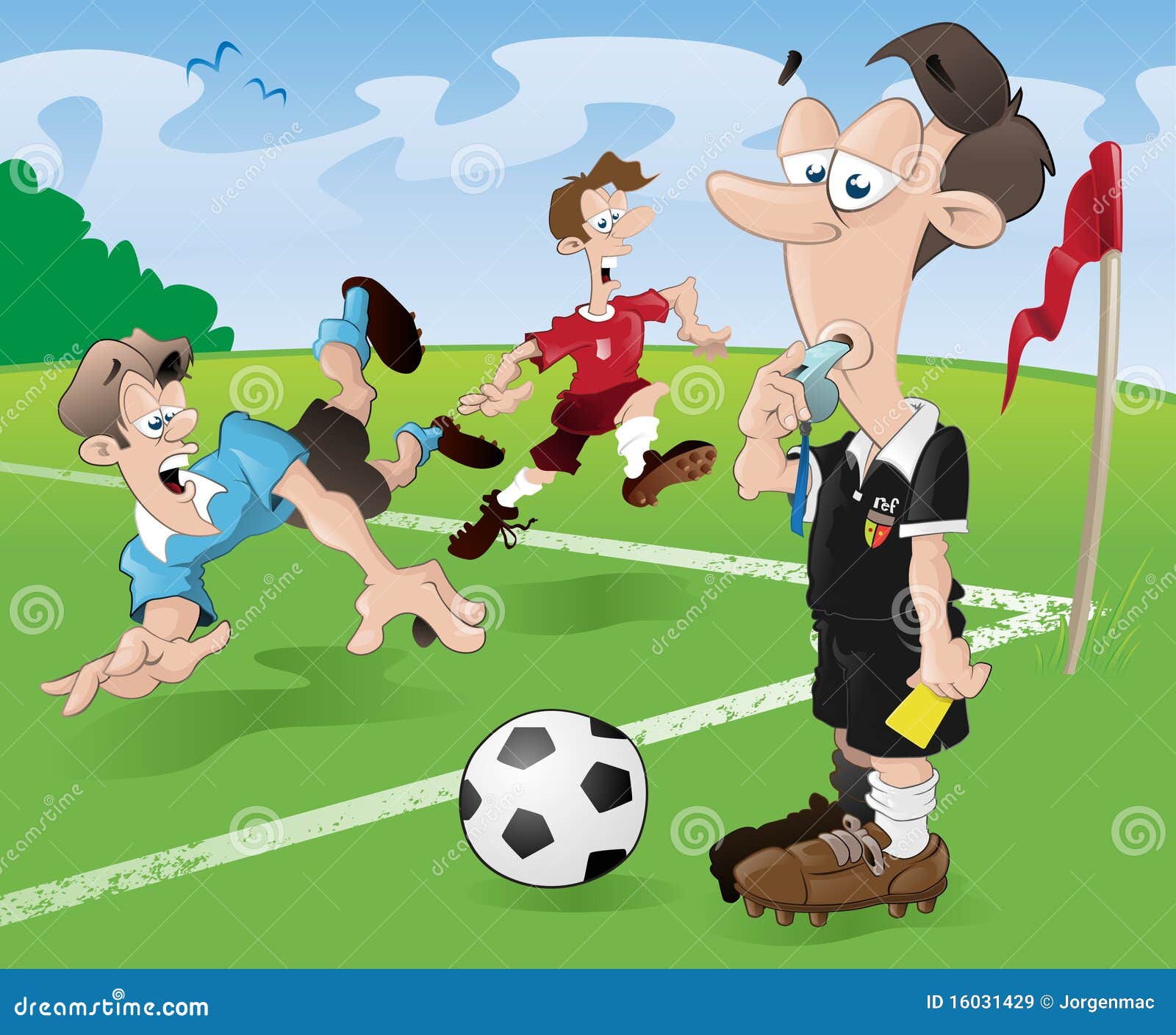 De Scheidsrechter En De Spelers Van De Voetbal Vector Illustratie ...