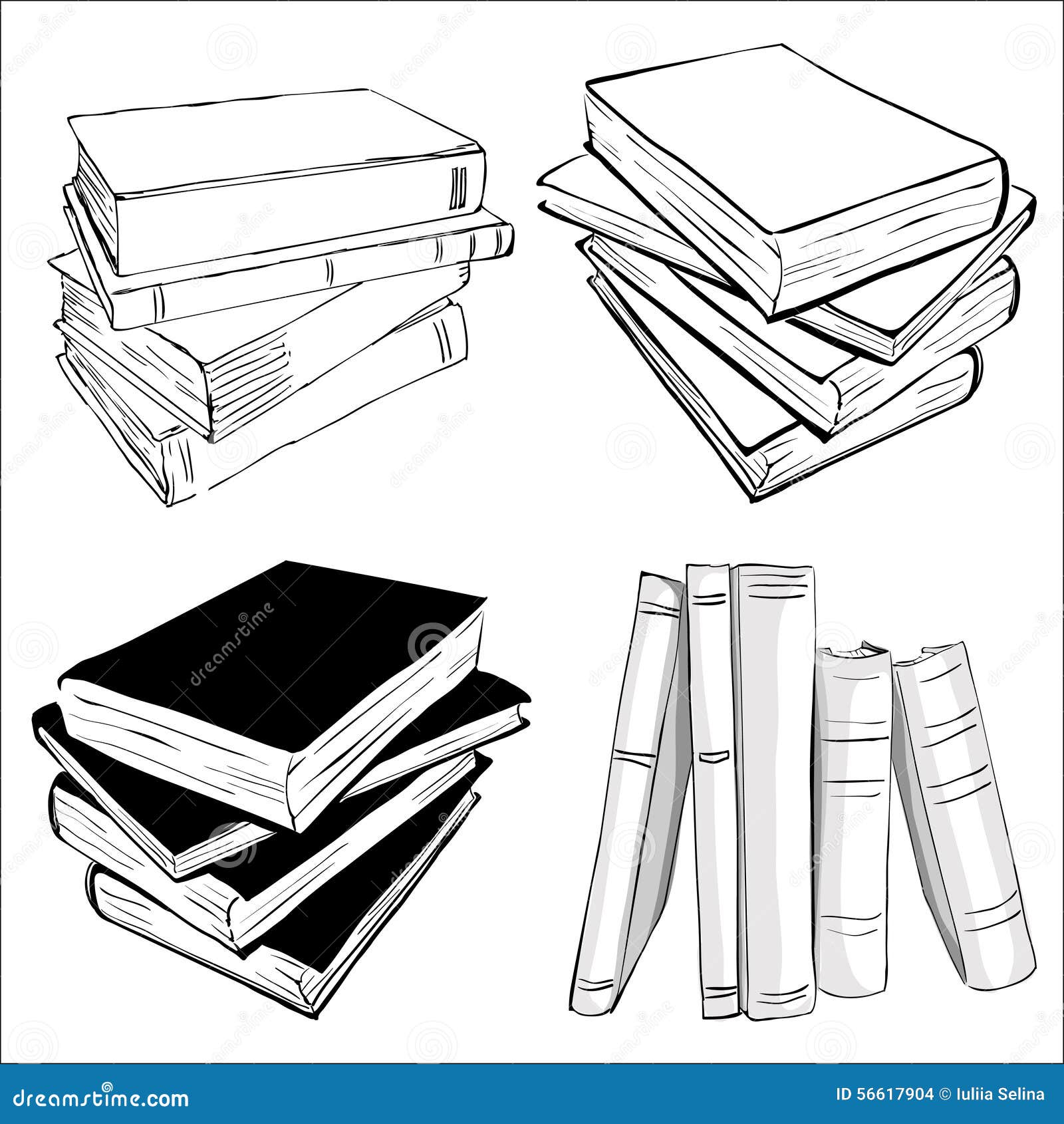 De Schets Van Een Stapel Boekt Vector Illustratie - Illustration of ...