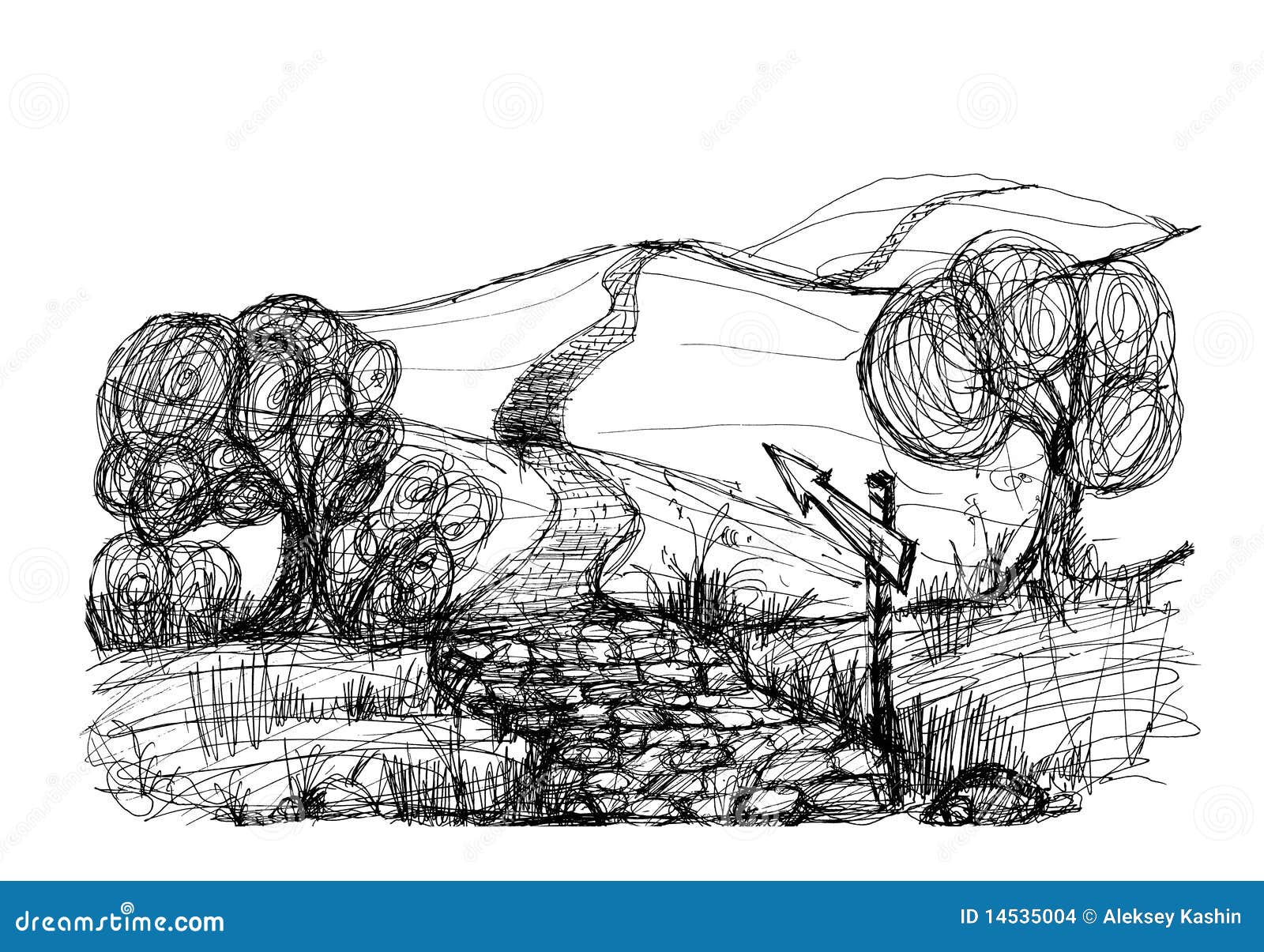 De Schets Van Het Landschap Stock Illustratie - Illustration of blauw, buiten: 14535004