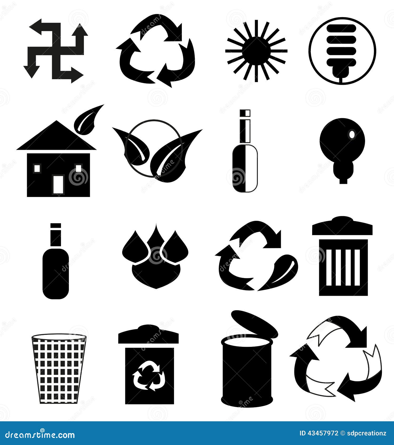 De Schone Reeks Van Het Milieu Zwarte Pictogram Stock Illustratie ...