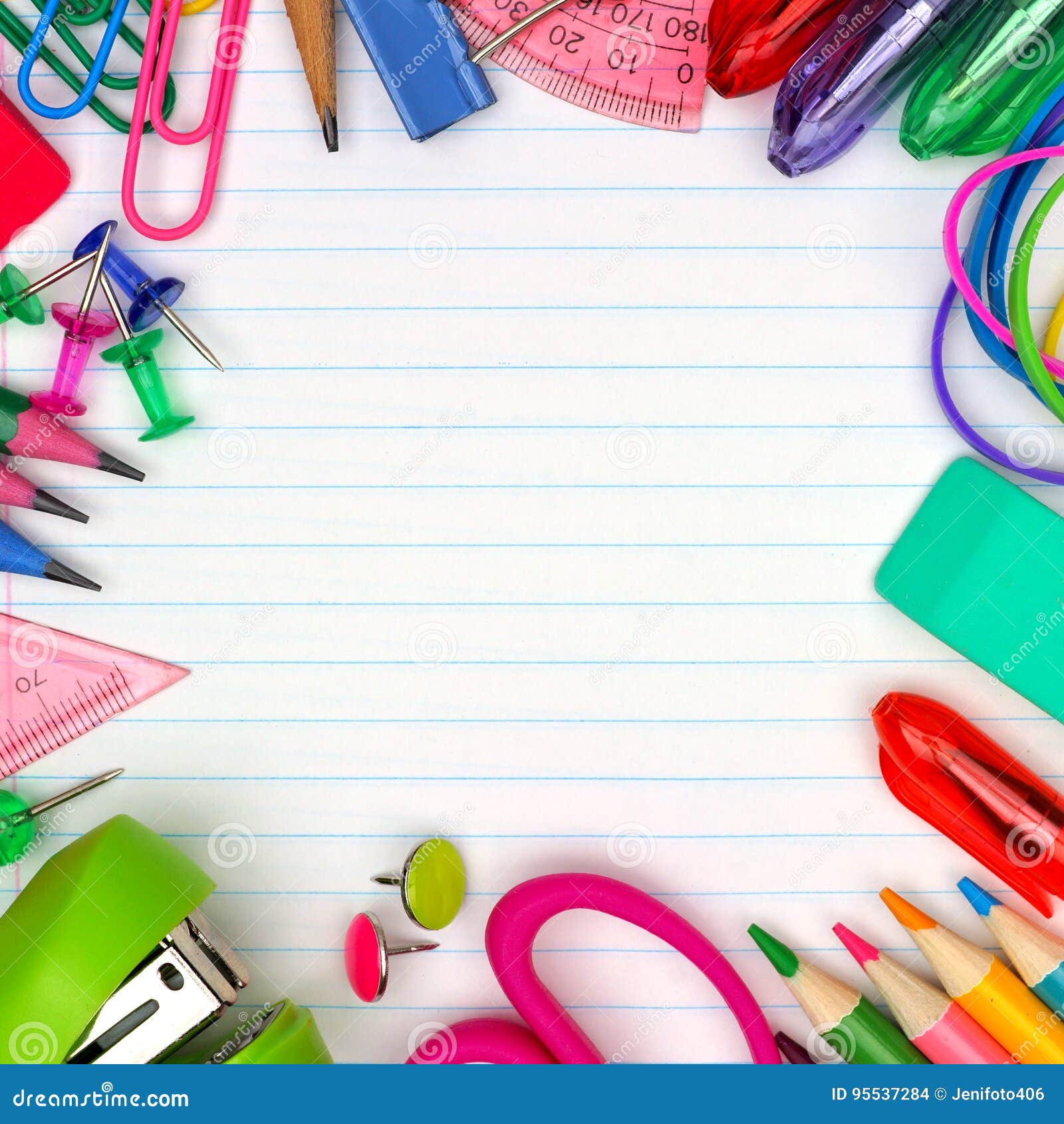 De School Levert Vierkant Kader Op Gevoerde Document Achtergrond Stock ...