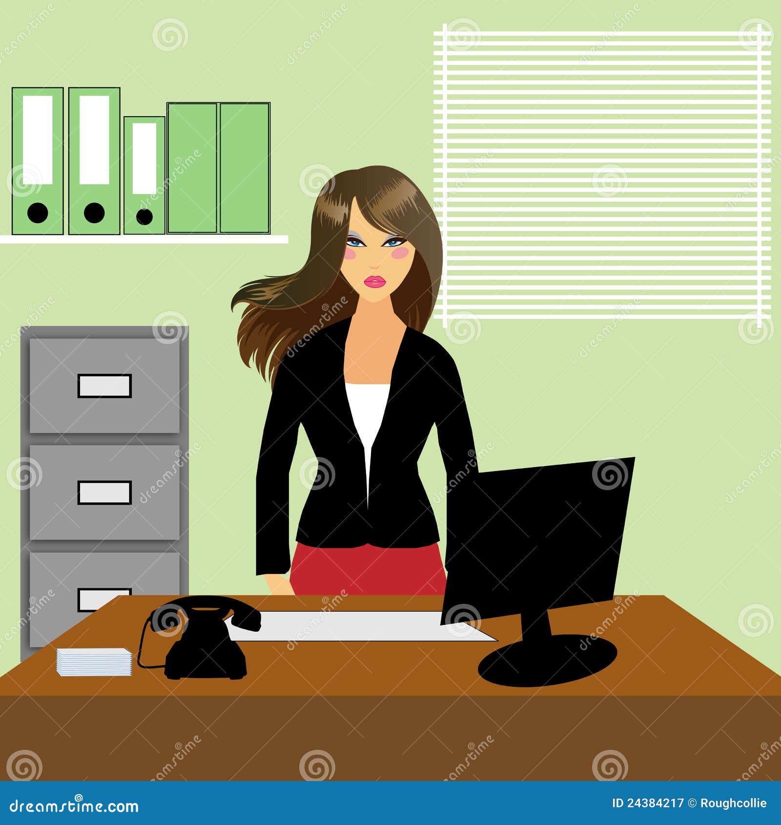 De Secretaresse of De Receptionnist Van Het Bureau Stock Illustratie ...