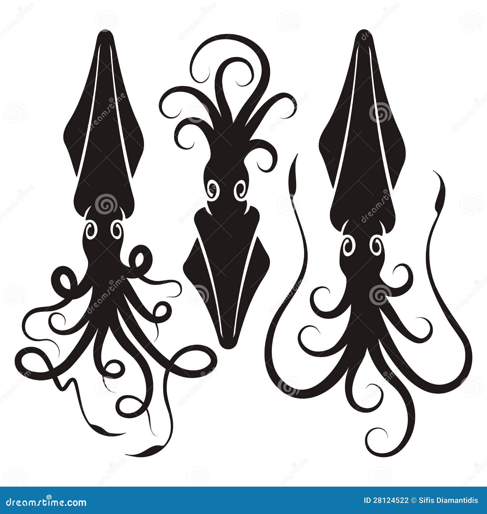 De Silhouetten Van De Pijlinktvis Vector Illustratie - Illustration of ...