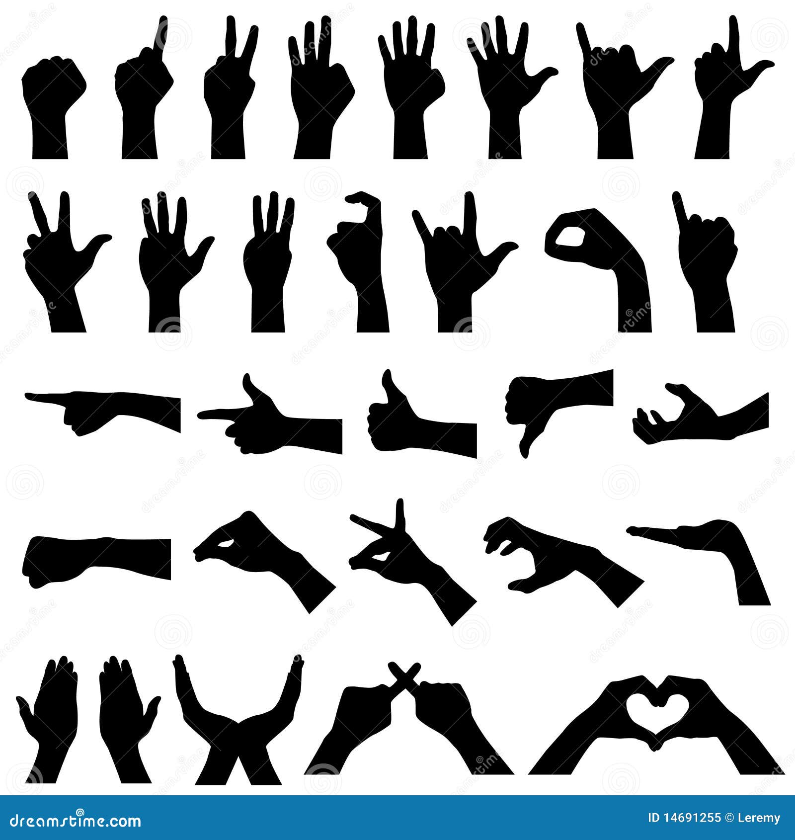 De Silhouetten Van Het Gebaar Van Het Teken Van De Hand Vector ...