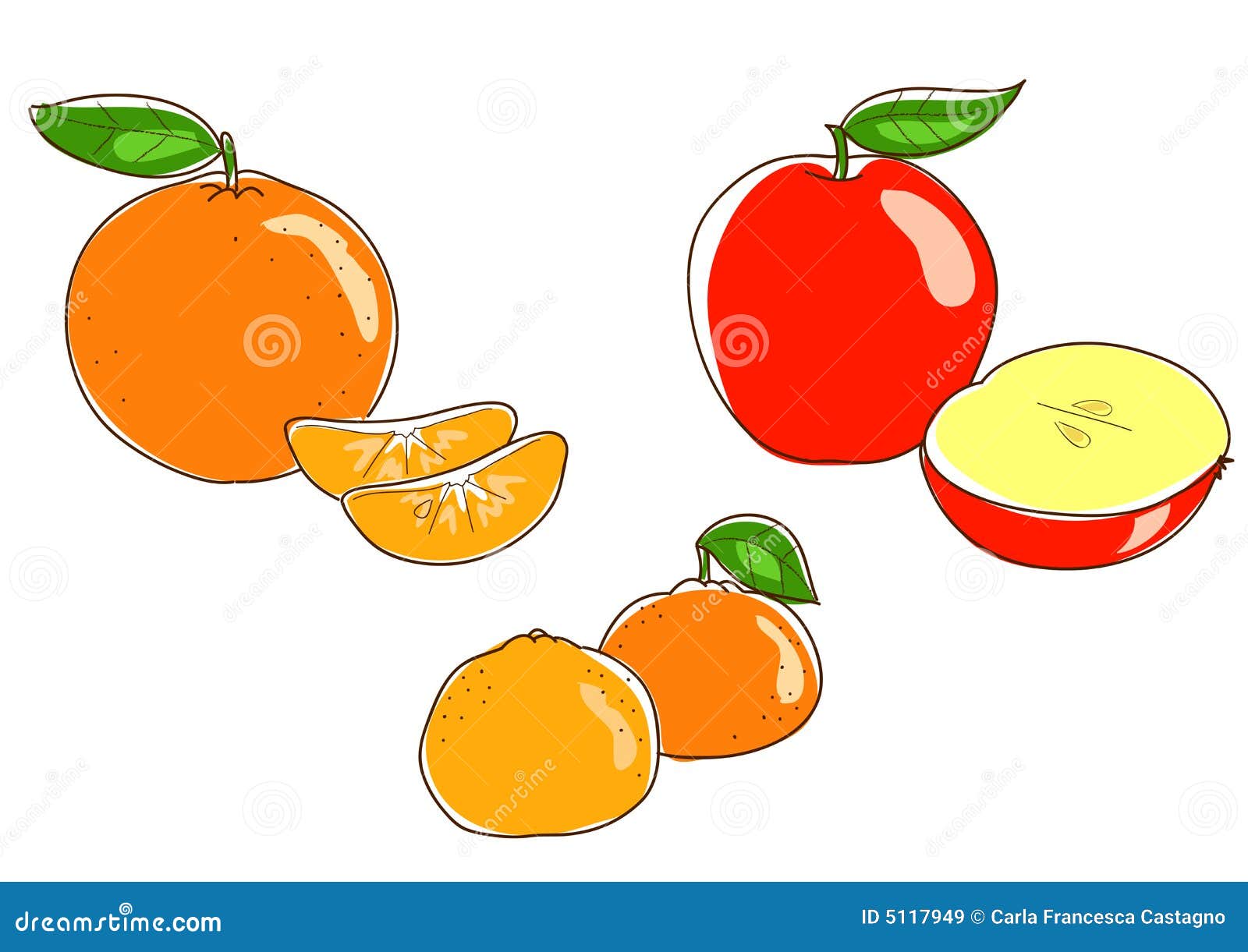 De Sinaasappel En De Mandarijn Van De Appel Vector Illustratie ...