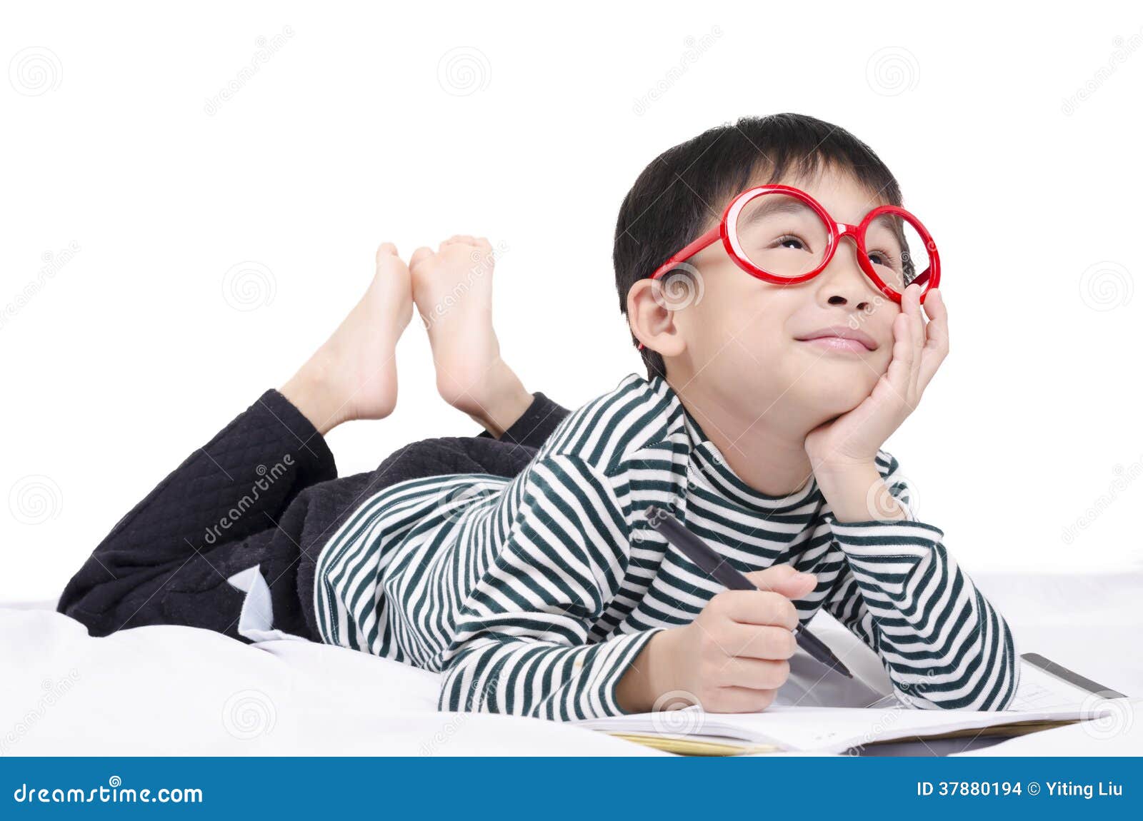 De Slimme Jongen Droomde Een Droom Stock Foto - Image of gelukkig, raad ...