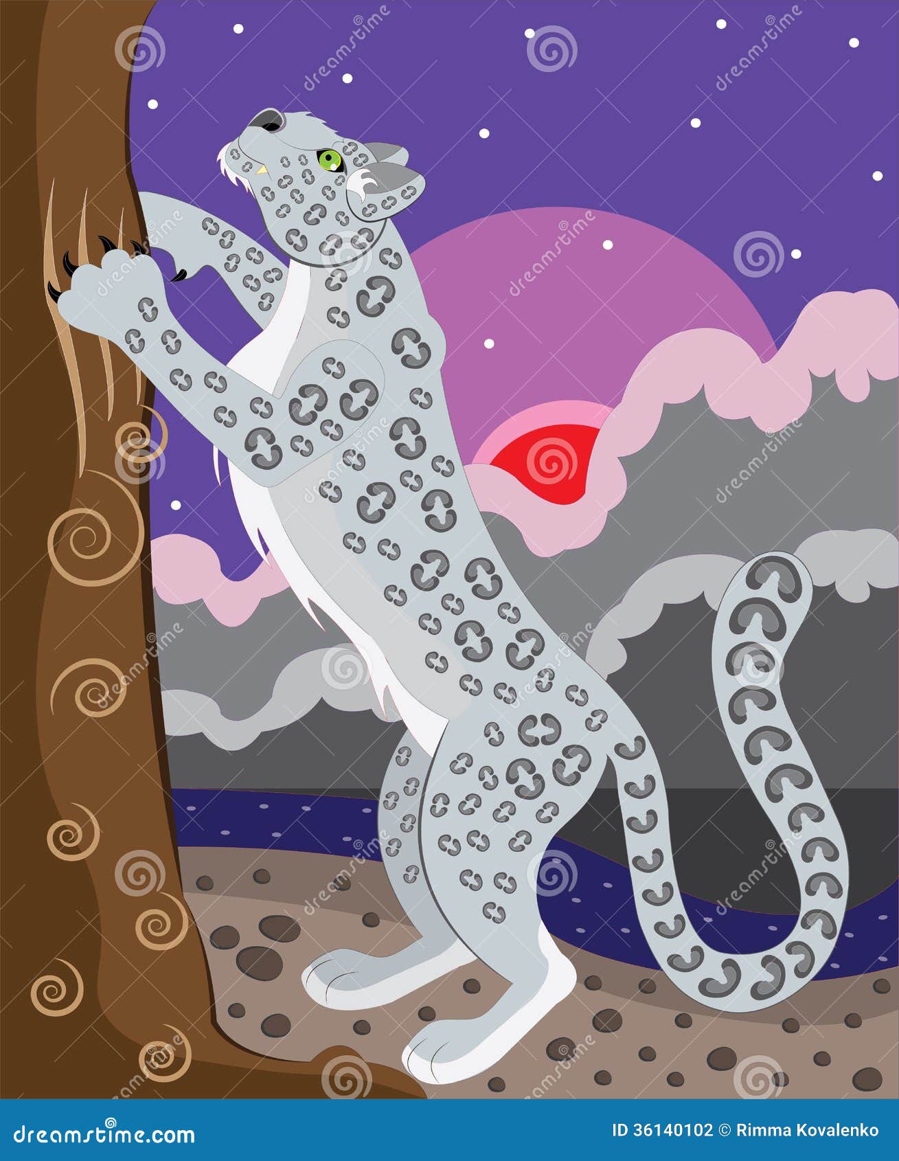 De Sneeuwluipaard Scherpt Klauwen. Vector Illustratie - Illustration of roofdier, luipaard: 36140102