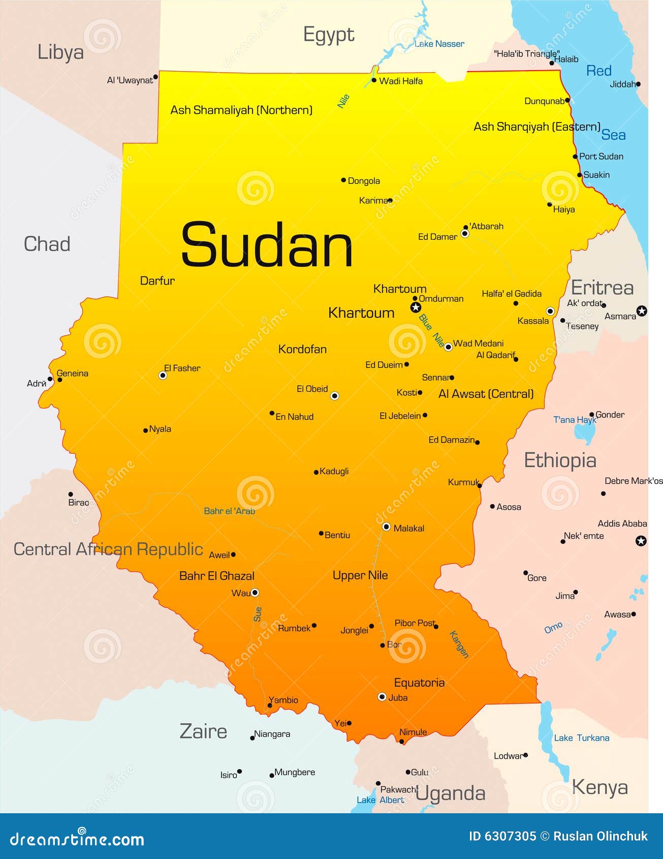 De Soedan vector illustratie. Illustration of tsjaad, land - 6307305