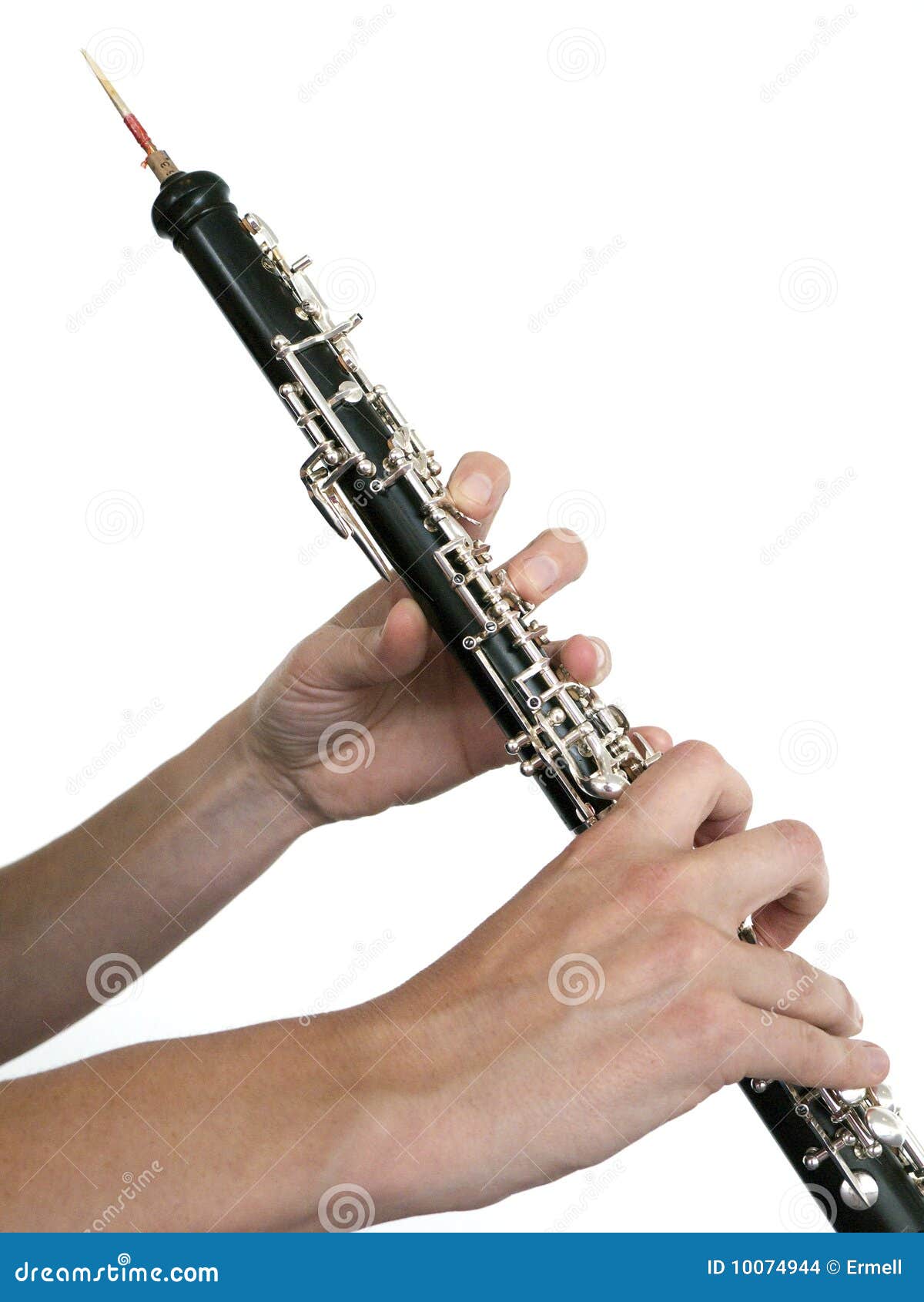 De speler van de hobo stock foto. Image of symfonie, houdwind - 10074944