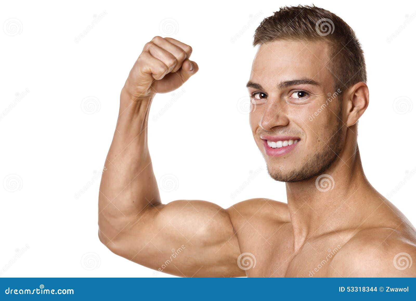 De Spier Van Bicepsen Van De Jonge Mens Stock Foto - Image of kleding ...