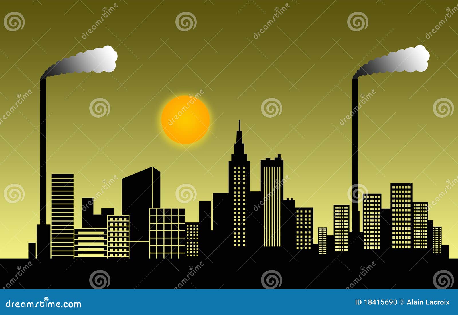 De stad van de smog stock illustratie. Illustration of fabrieken - 18415690