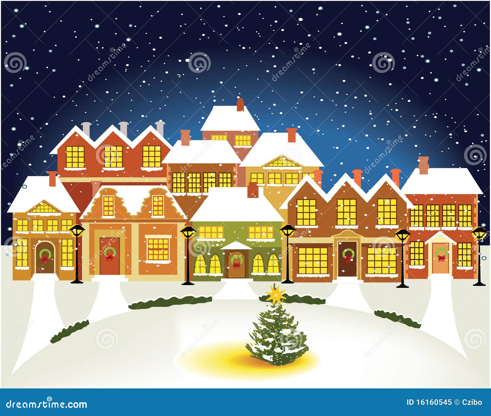 De stad van de winter vector illustratie. Illustration of seizoen ...