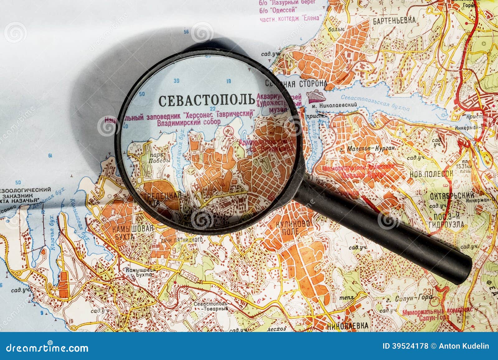 De Stad Van Sebastopol in De Kaart Van De Krim Stock Foto - Image of ...