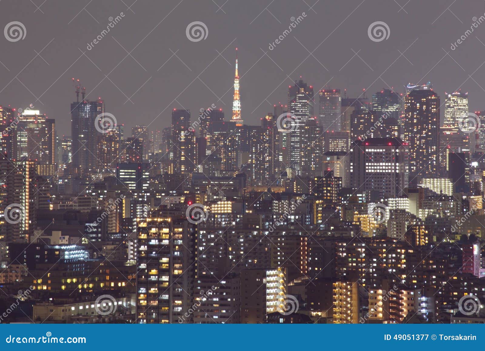 De Stad Van Tokyo En De Toren Van Tokyo Stock Afbeelding - Image of ...