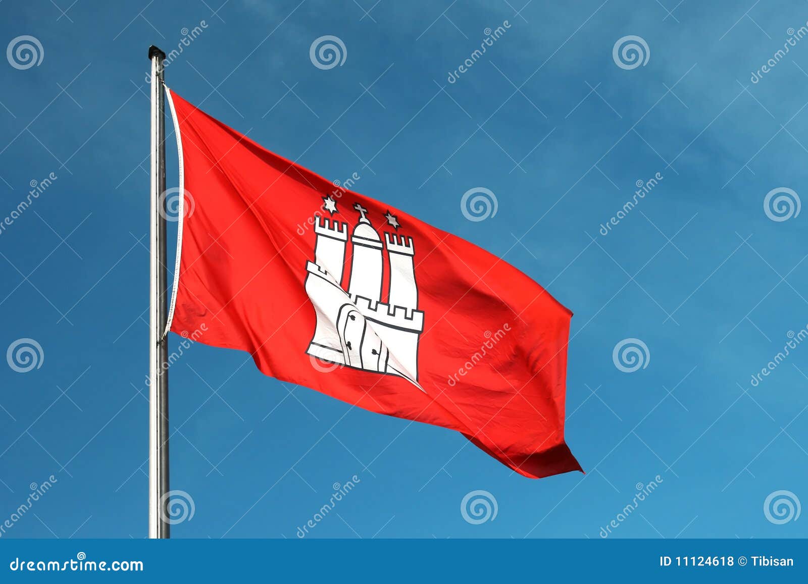 De stadsvlag van Hamburg stock foto. Image of hemel, nadruk - 11124618