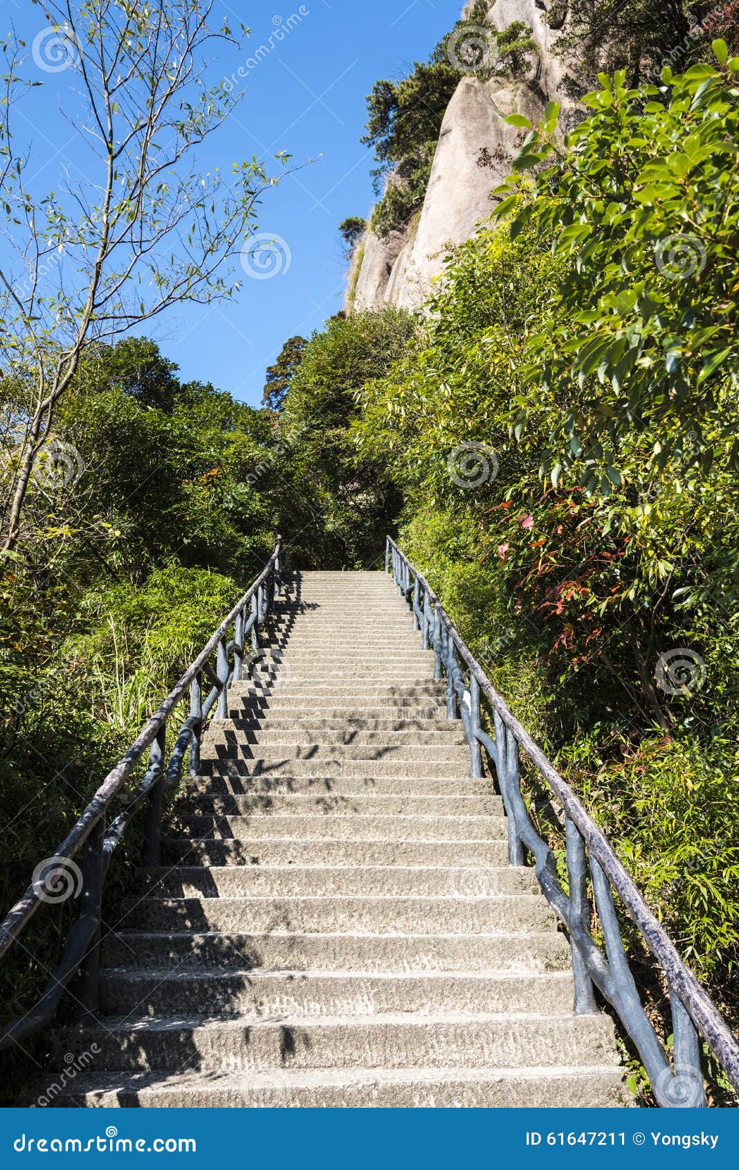 De stappen van de berg stock afbeelding. Image of vangrail - 61647211