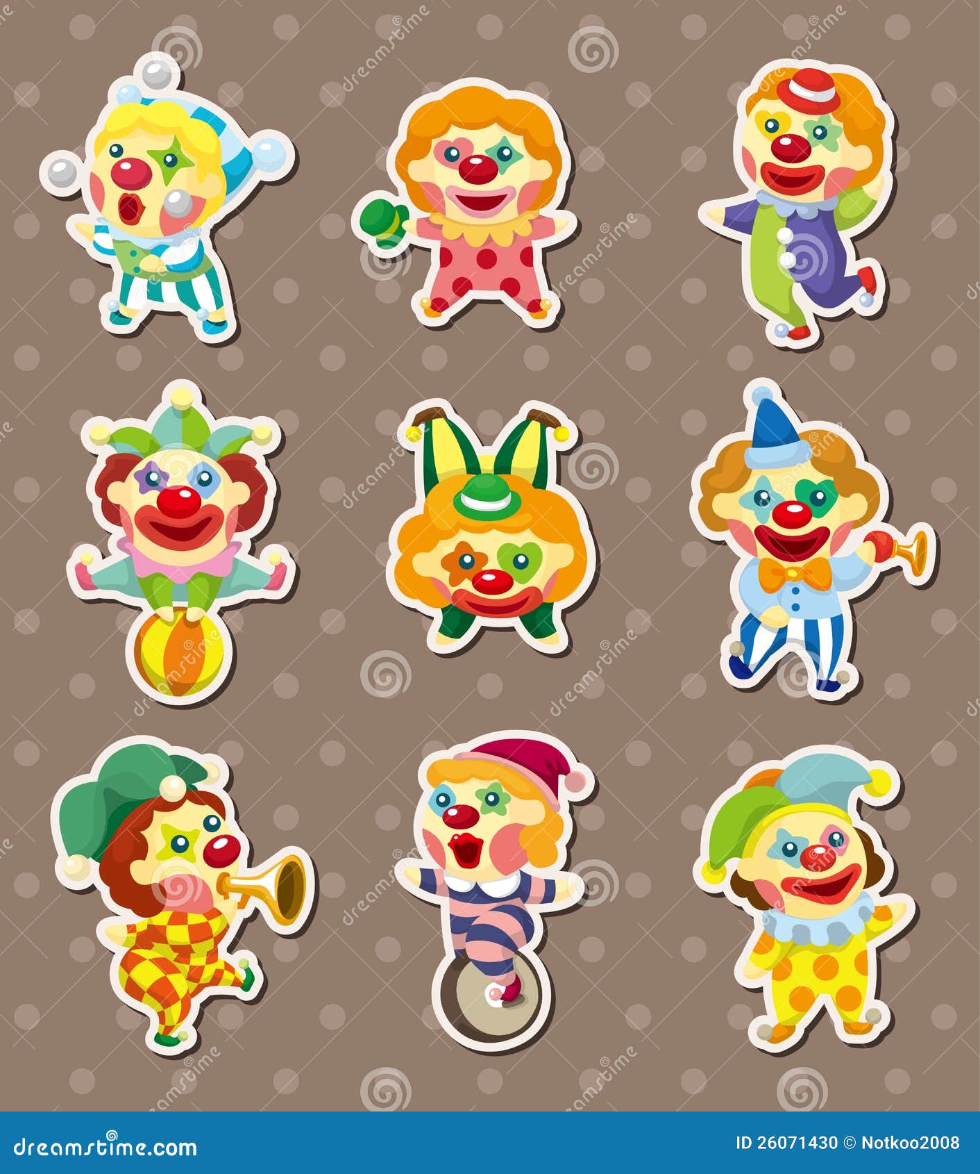 De stickers van de clown vector illustratie. Illustration of vreugde ...