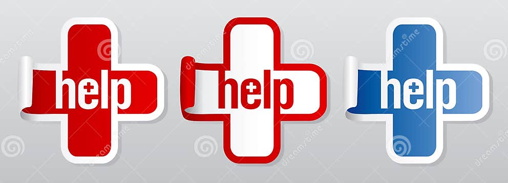 De stickers van de hulp. vector illustratie. Illustration of ...
