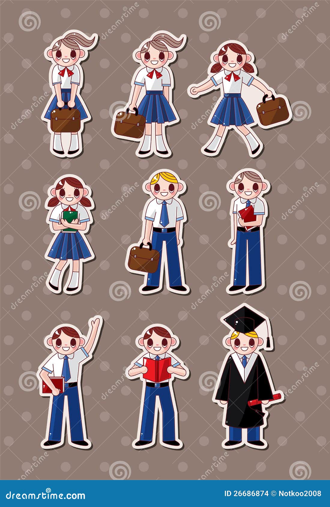 De stickers van de student vector illustratie. Illustration of doekje ...