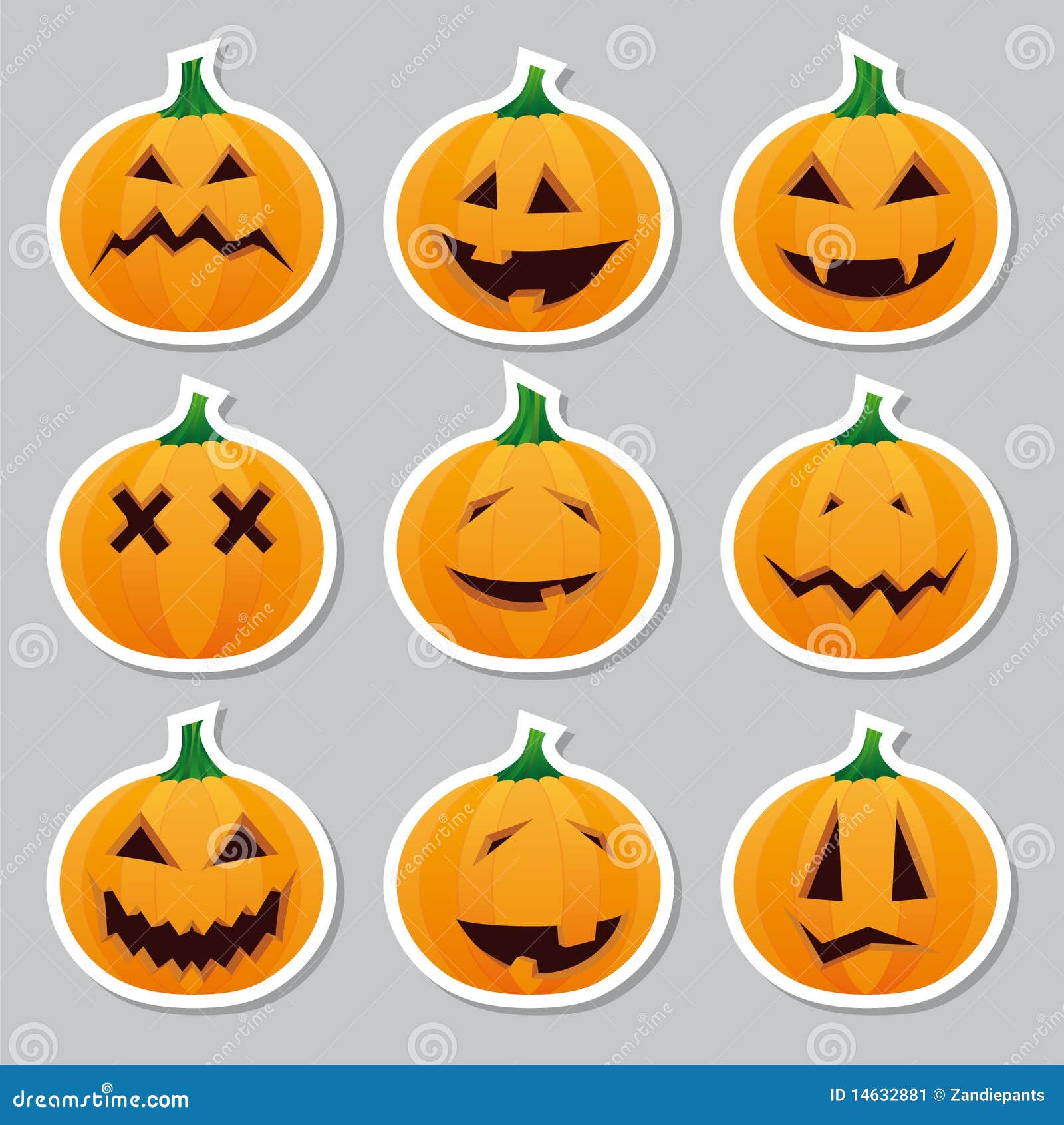 De Stickers Van Halloween - Pompoen Vector Illustratie - Illustration ...