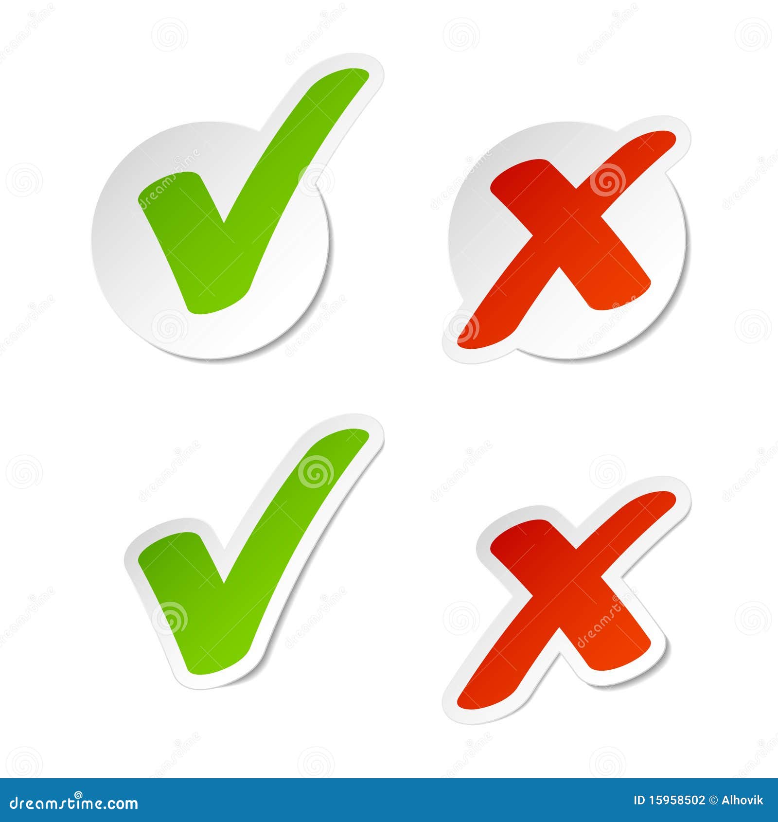 De stickers van het vinkje vector illustratie. Illustration of positief ...