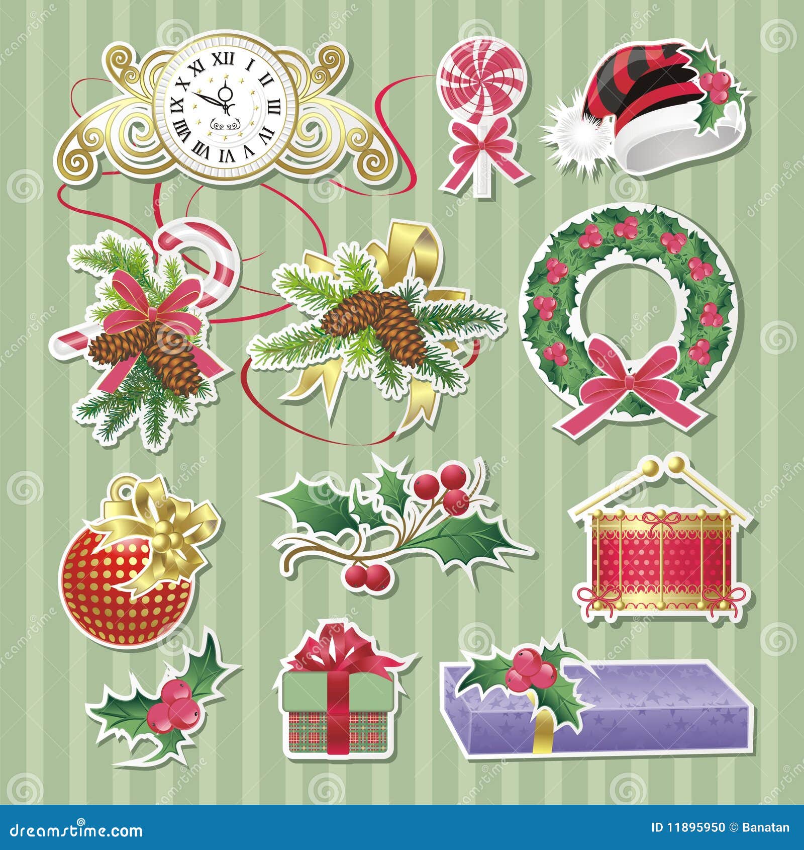 De stickers van Kerstmis vector illustratie. Illustration of decor ...