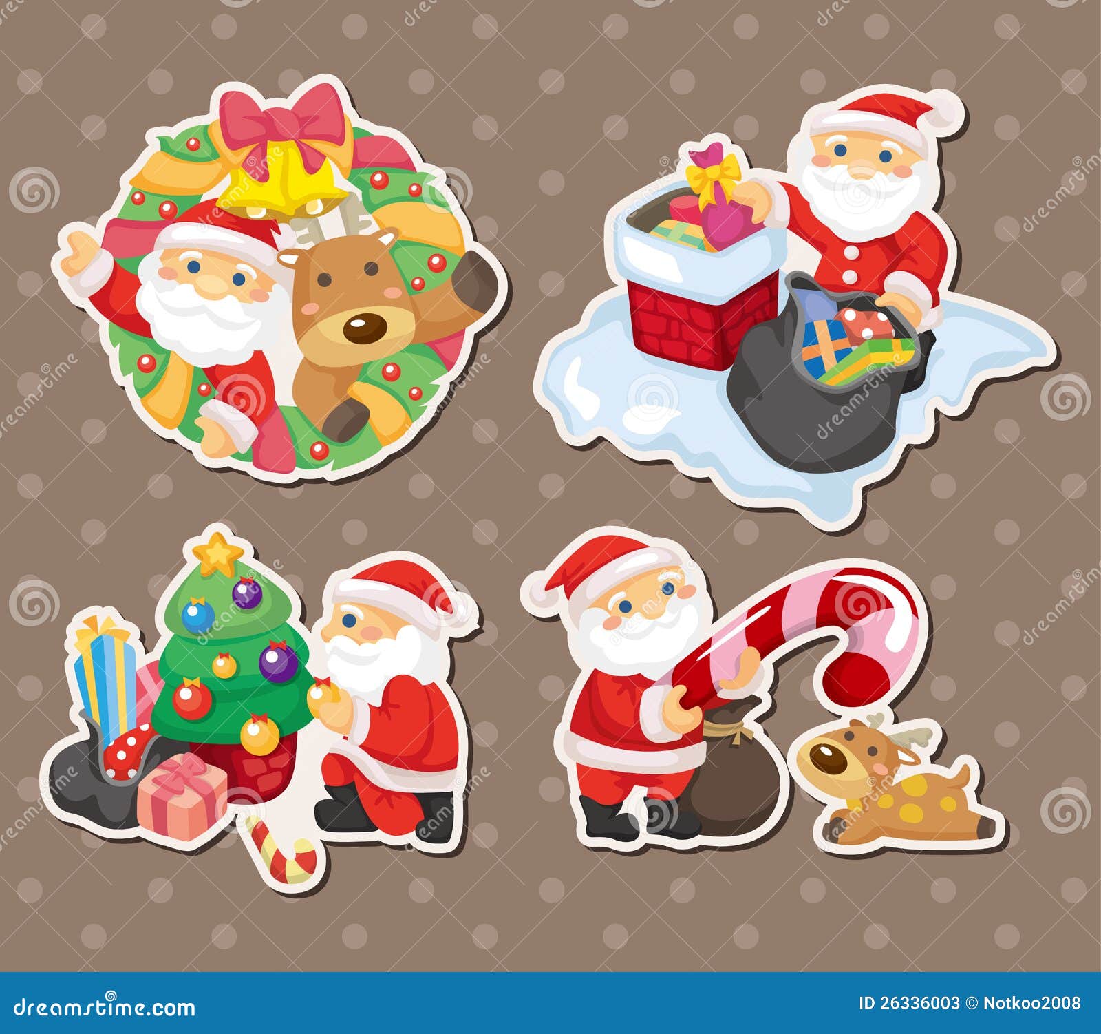 De Stickers Van Kerstmis Van De Kerstman Van Het Beeldverhaal Vector ...