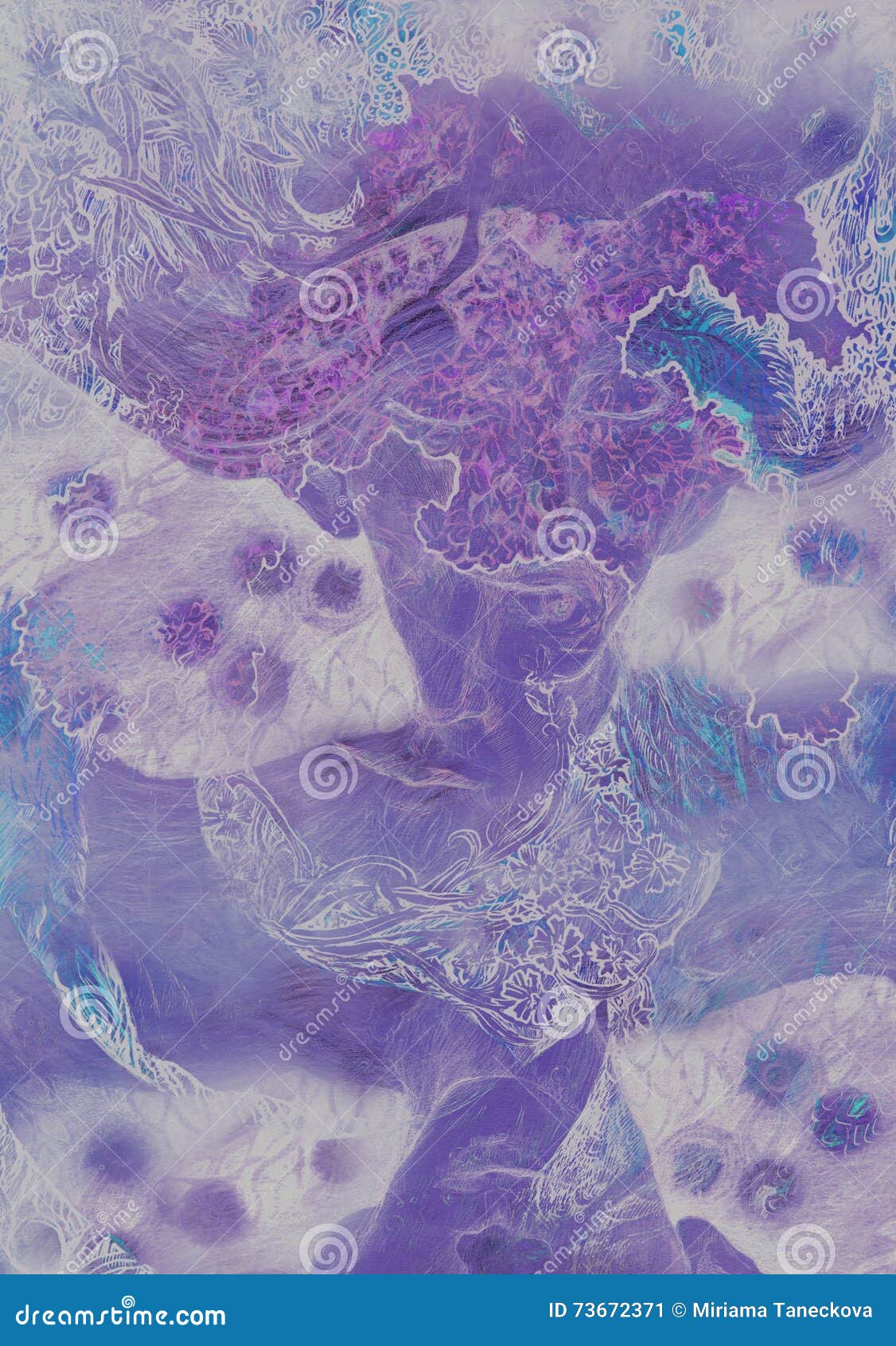 De Stijlportret Van De Jugendstilafscheiding Van Lilac Fee Elve Stock ...