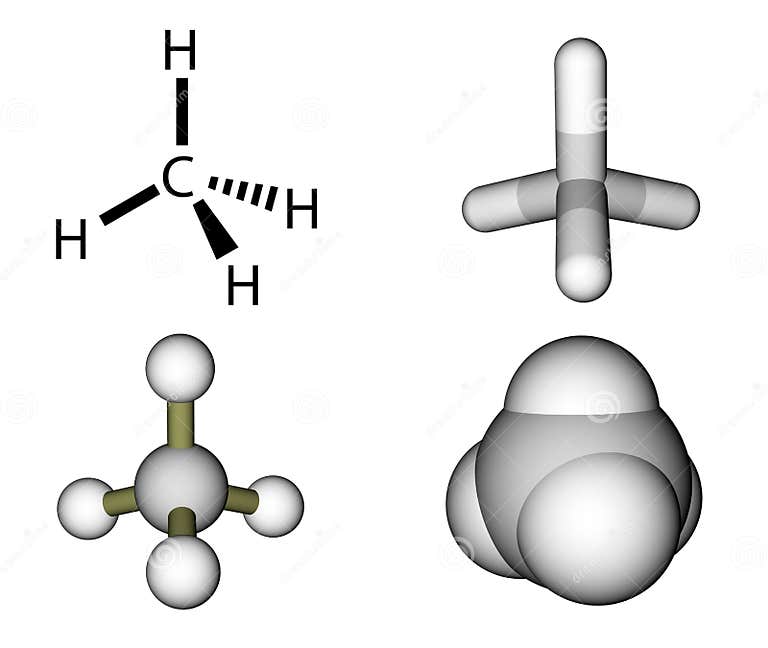 De Structurele Formule Van Het Methaan En Moleculaire Modellen Stock ...