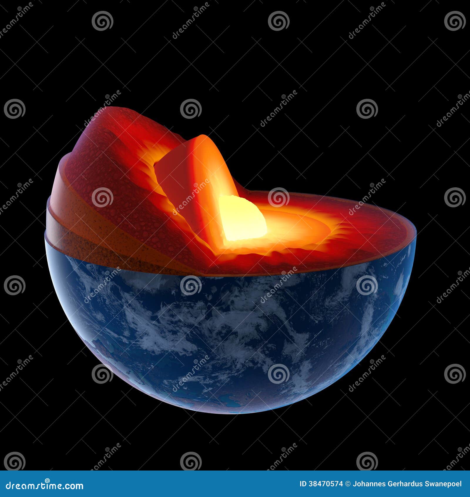 De Structuur Van De Aardekern Aan Geïsoleerde Schaal - Stock ...