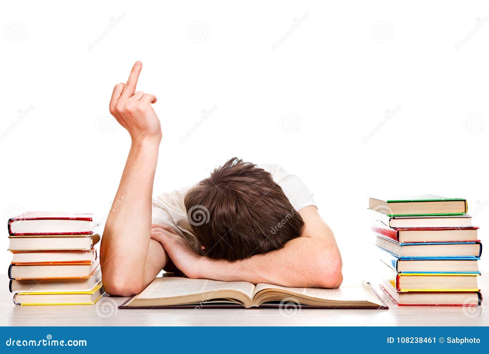 De Student Toont De Middelvinger Stock Afbeelding - Image of boeken ...