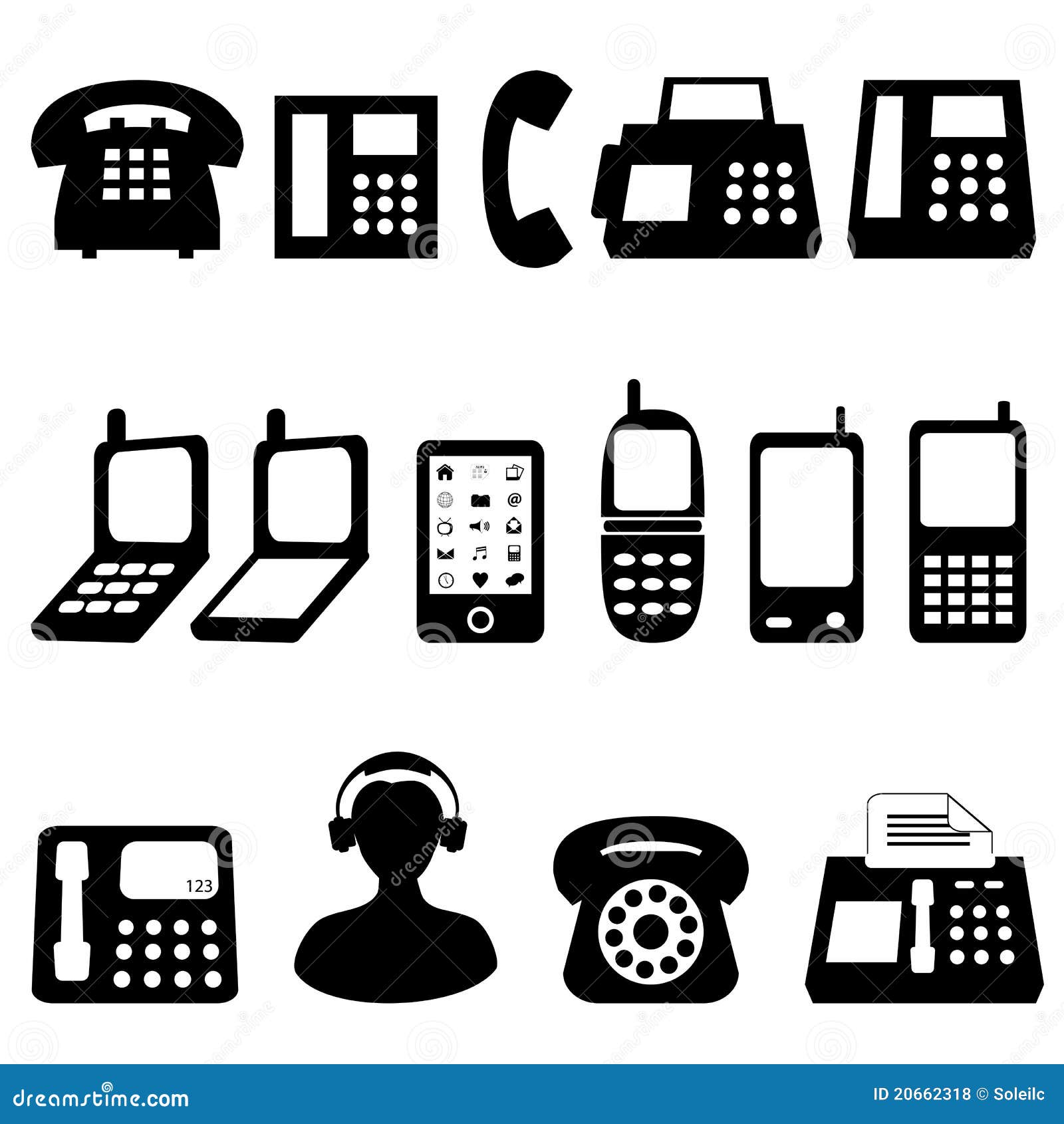 De Symbolen Van De Telefoon En Van De Celtelefoon Vector Illustratie ...