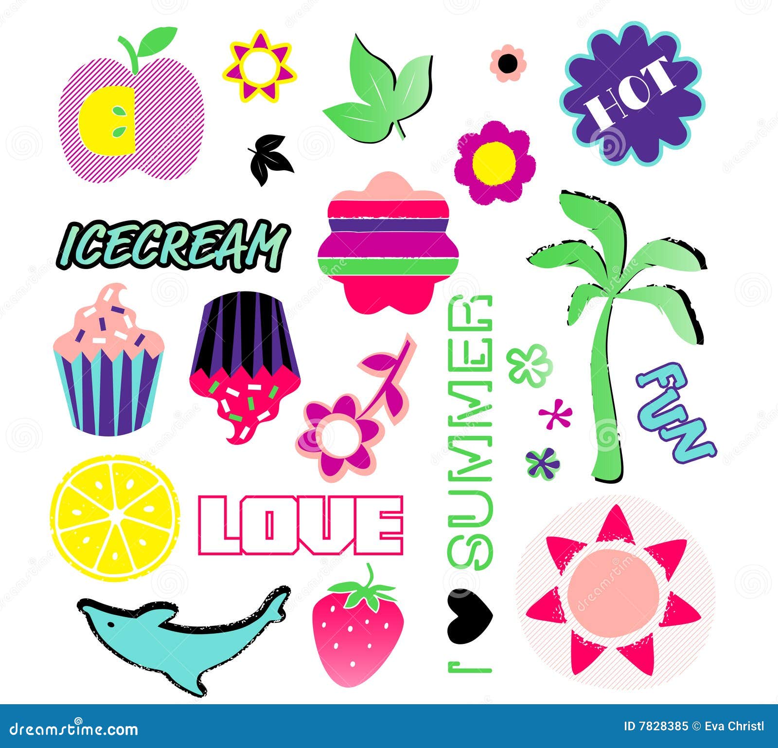 De Symbolen van de zomer vector illustratie. Illustration of macht ...