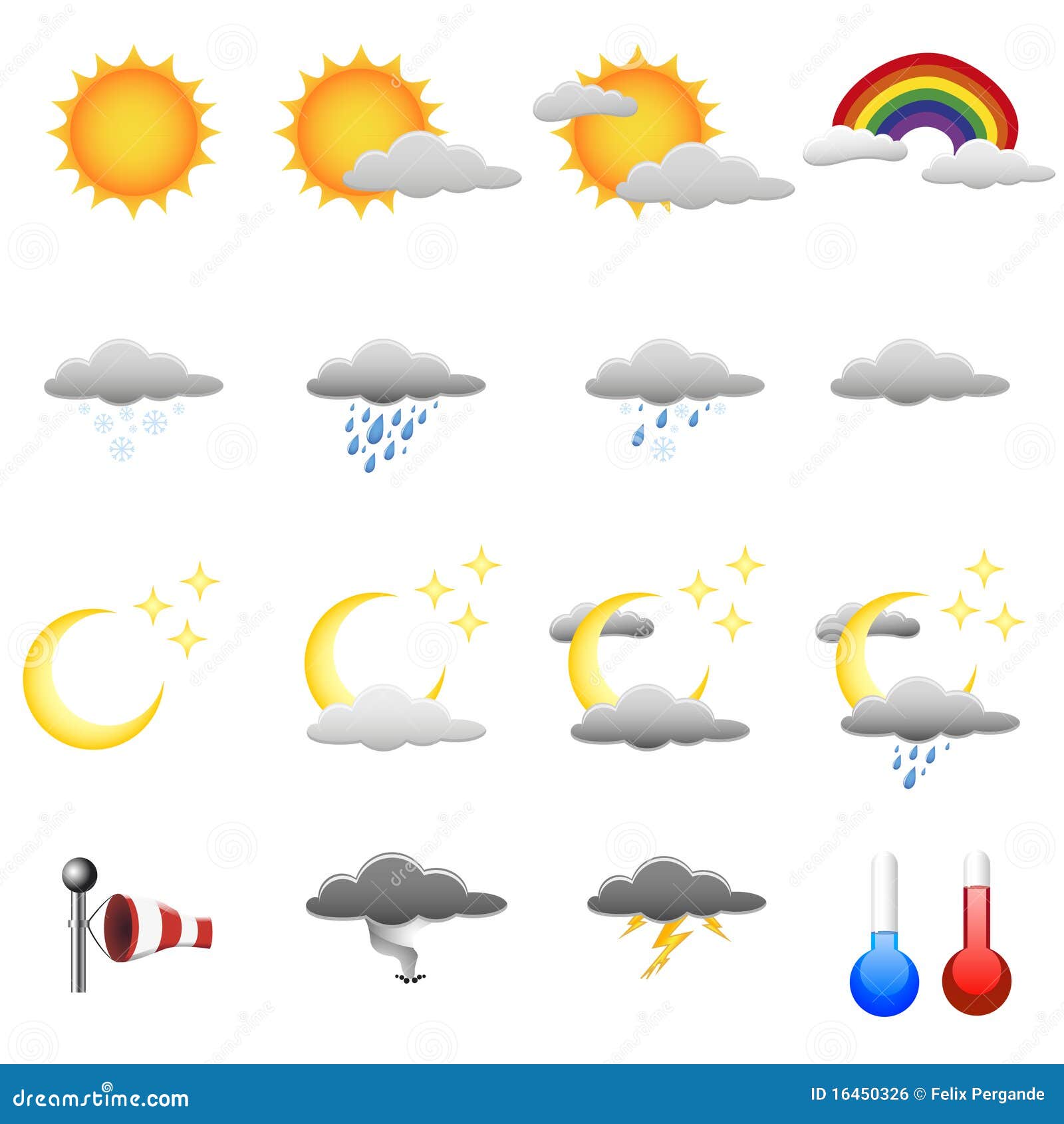 De symbolen van het weer vector illustratie. Illustration of blauw ...